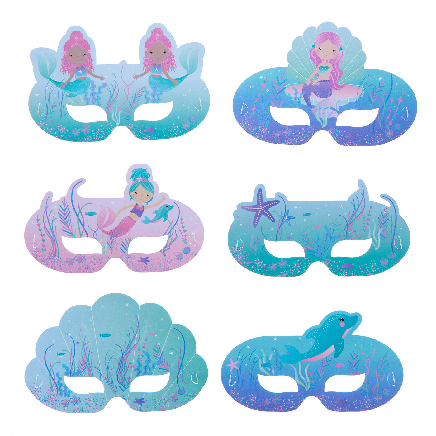 Buy Children's Mermaid Party Masks - Pack of 6 for GBP 1.99 | Card ...