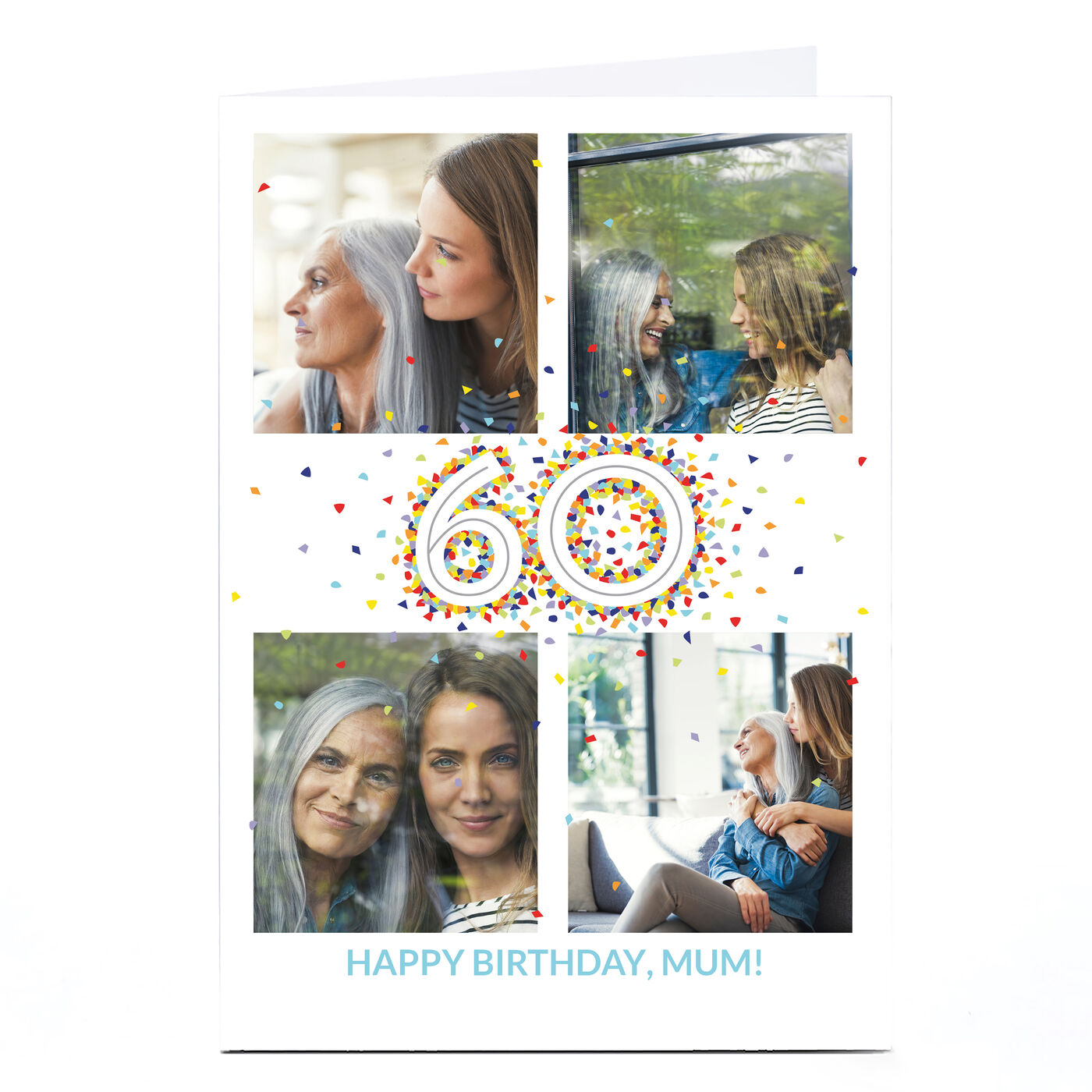 Buy Photo 60th Birthday Card - 4 Photos, Confetti for GBP 3.29 | Card ...