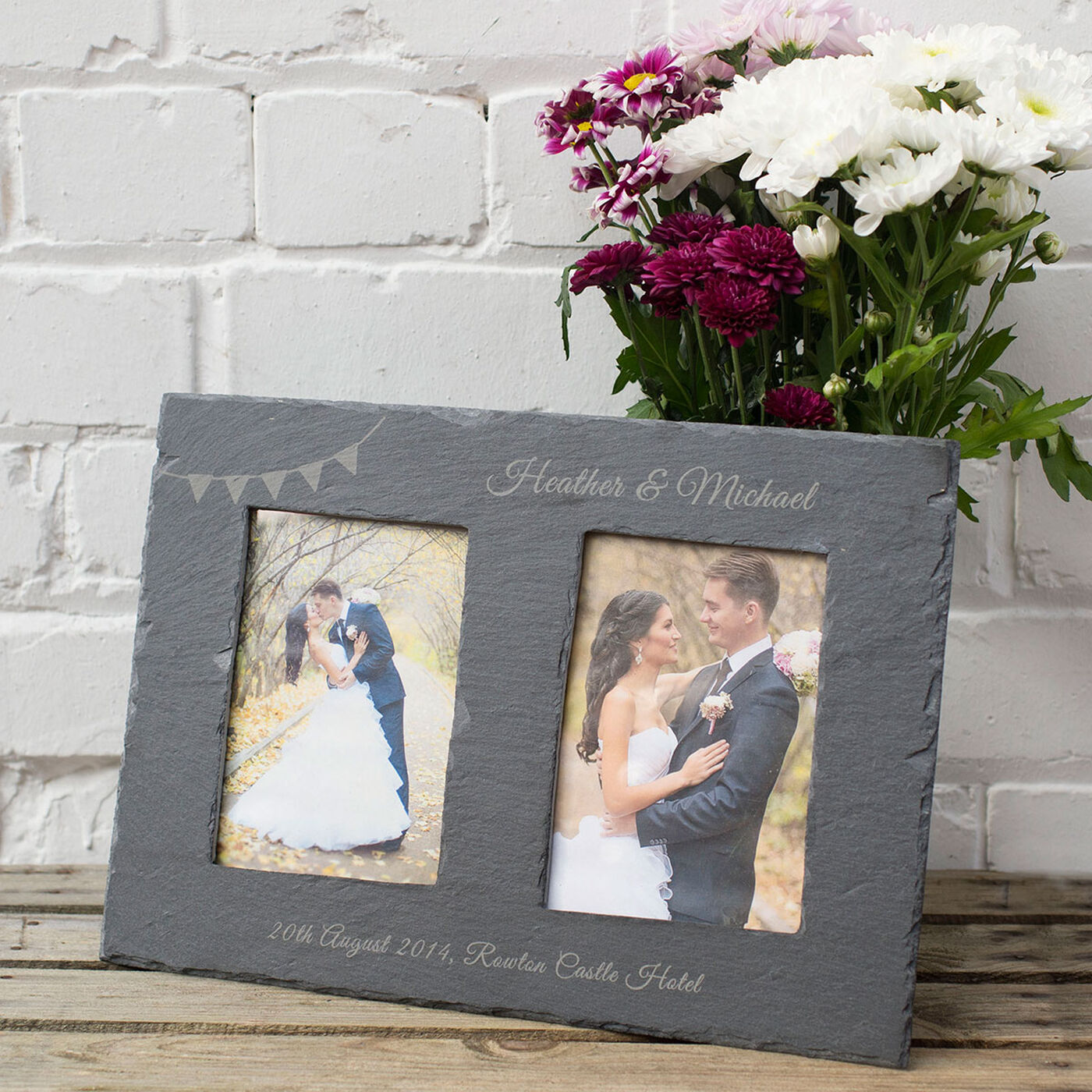 Buy Engraved Double Slate Photo Frame - Wedding Bunting for GBP 29.99 ...