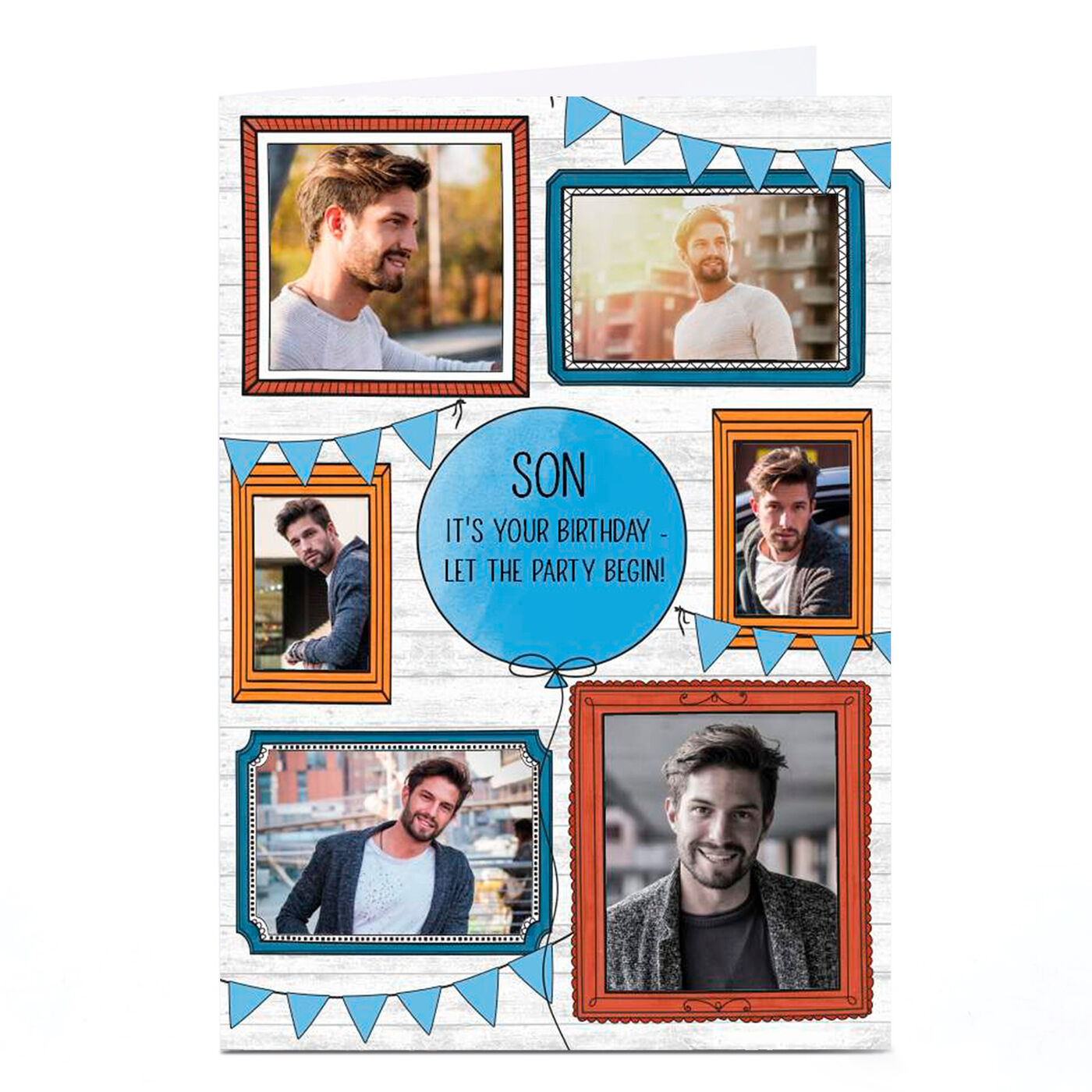 Buy Personalised Birthday Photo Card - Frames & Bunting, Son for GBP 1. ...