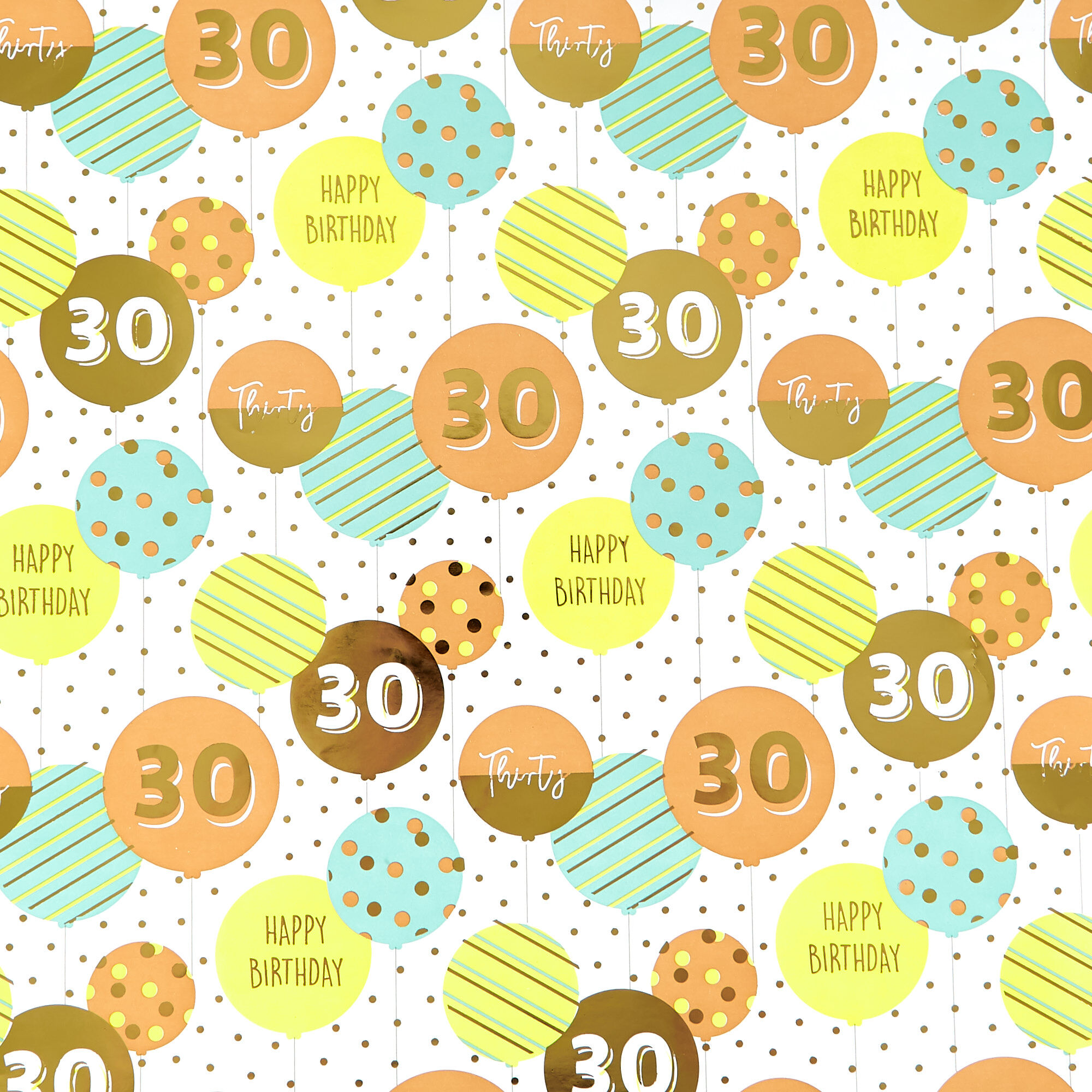 Buy 30th Birthday Wrapping Paper 1 Sheet for GBP 0.59 Card Factory UK