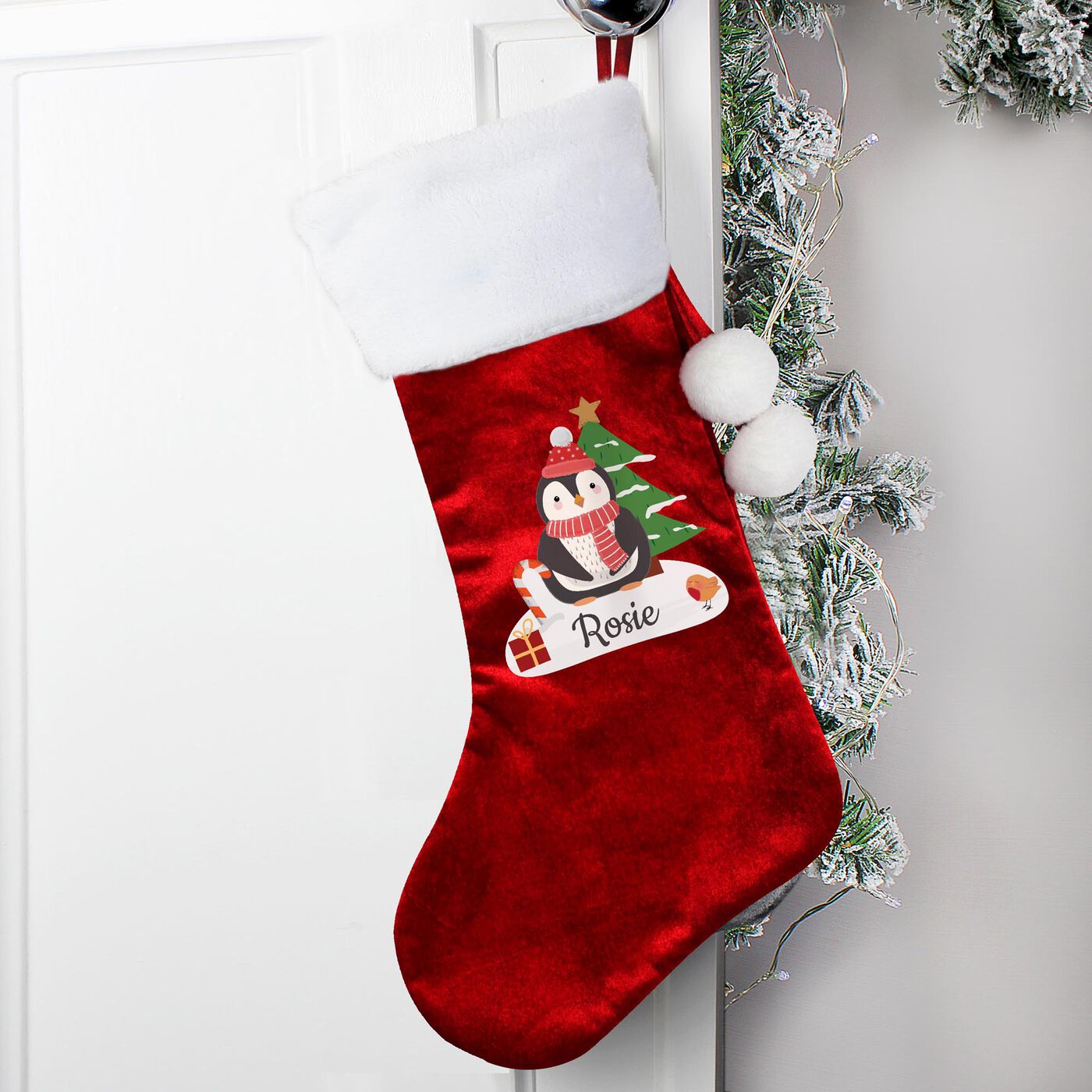 Buy Personalised Christmas Penguin Red Stocking for GBP 14.99 | Card ...