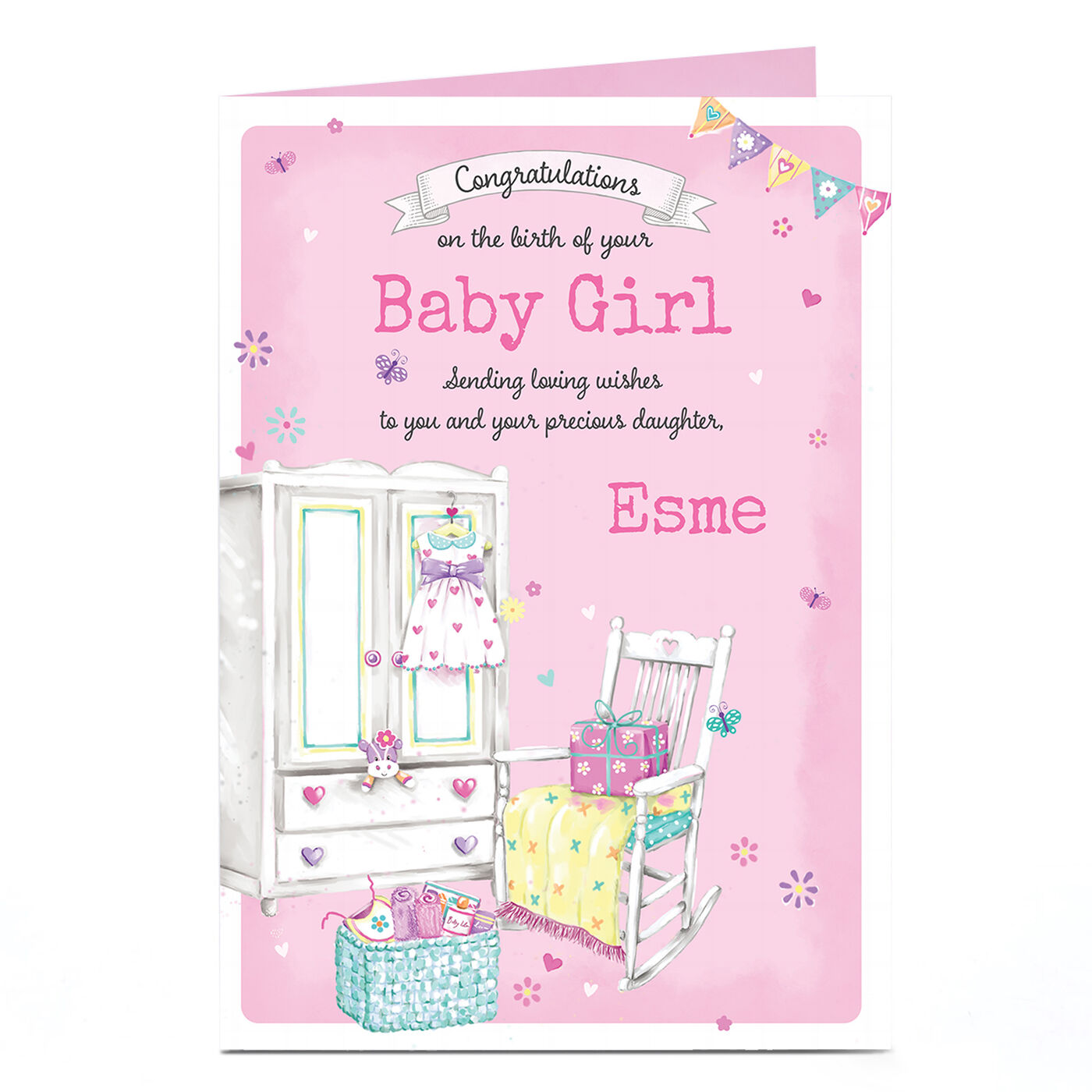 Buy Personalised New Baby Card - Pink Nursery for GBP 2.99 | Card ...