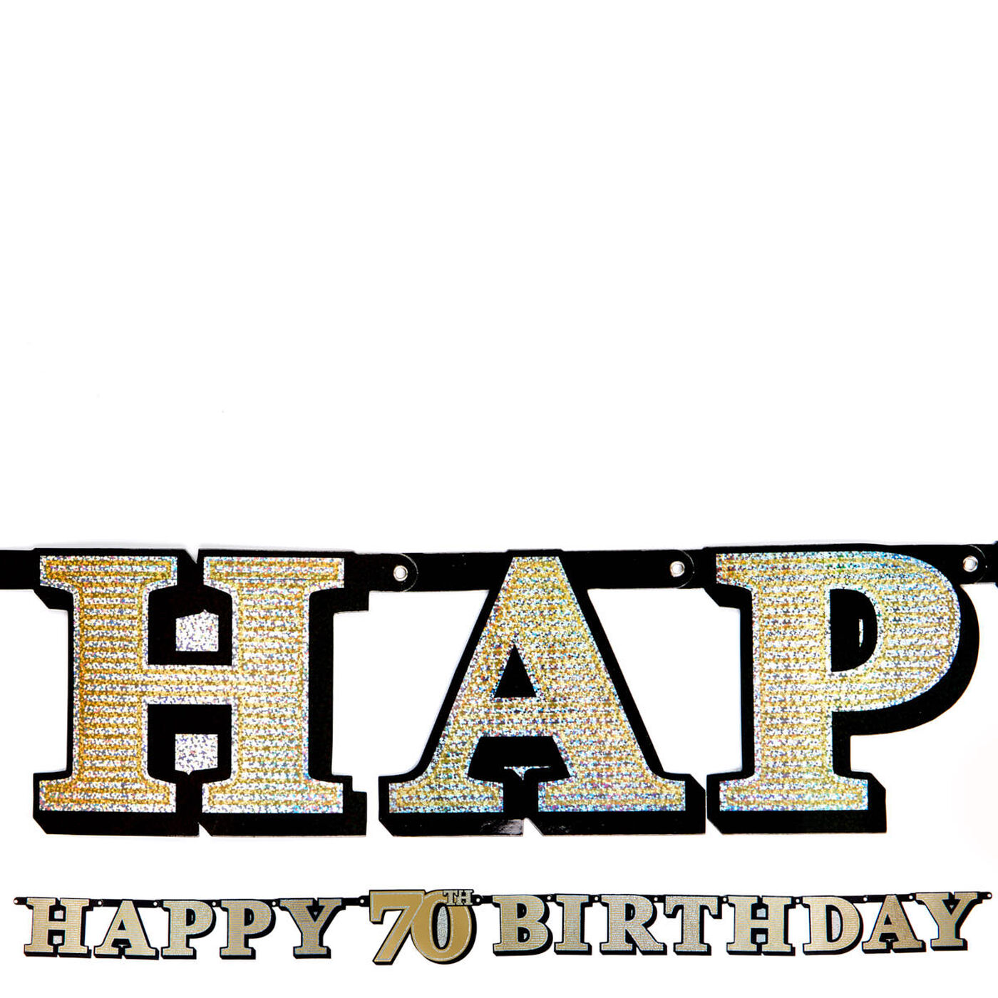 Buy Gold Holographic 70th Birthday Letter Banner for GBP 1.99 | Card ...