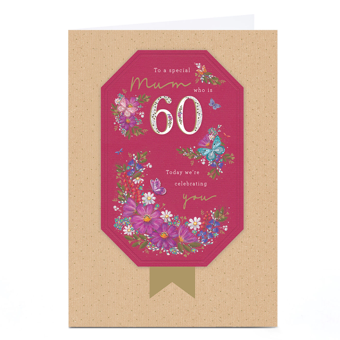 Buy Personalised 60th Birthday Card - Flowers and Butterflies, Mum for ...
