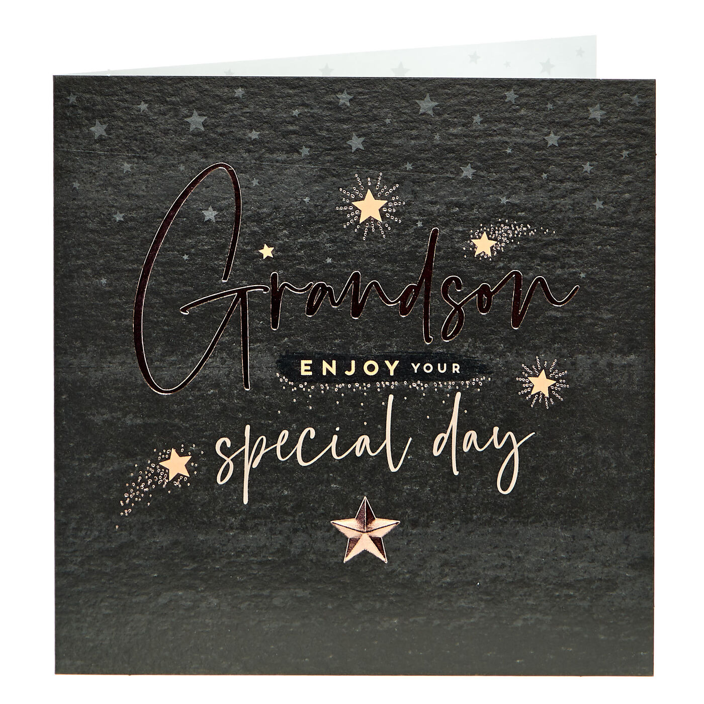 Buy Grandson Special Day Black & Bronze Birthday Card for GBP 1.49 ...