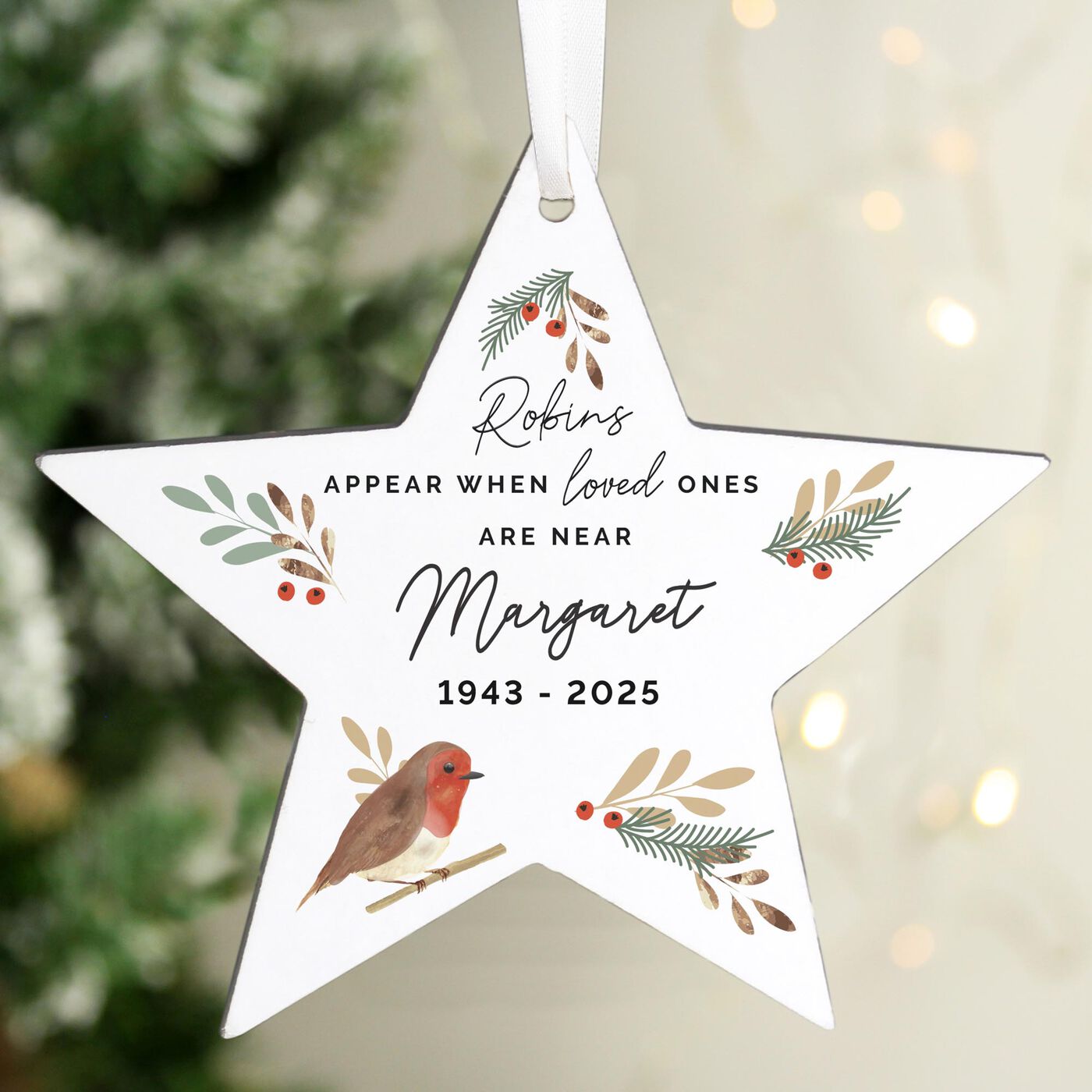 Buy Personalised Robin Memorial Star Ornament for GBP 9.99 | Card ...