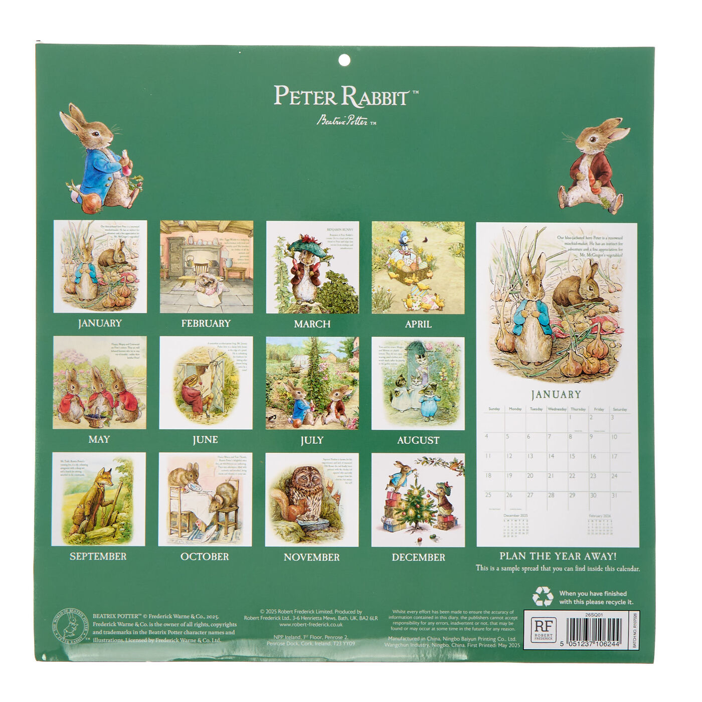 Buy The World of Peter Rabbit 2026 Square Wall Calendar for GBP 4.99 ...