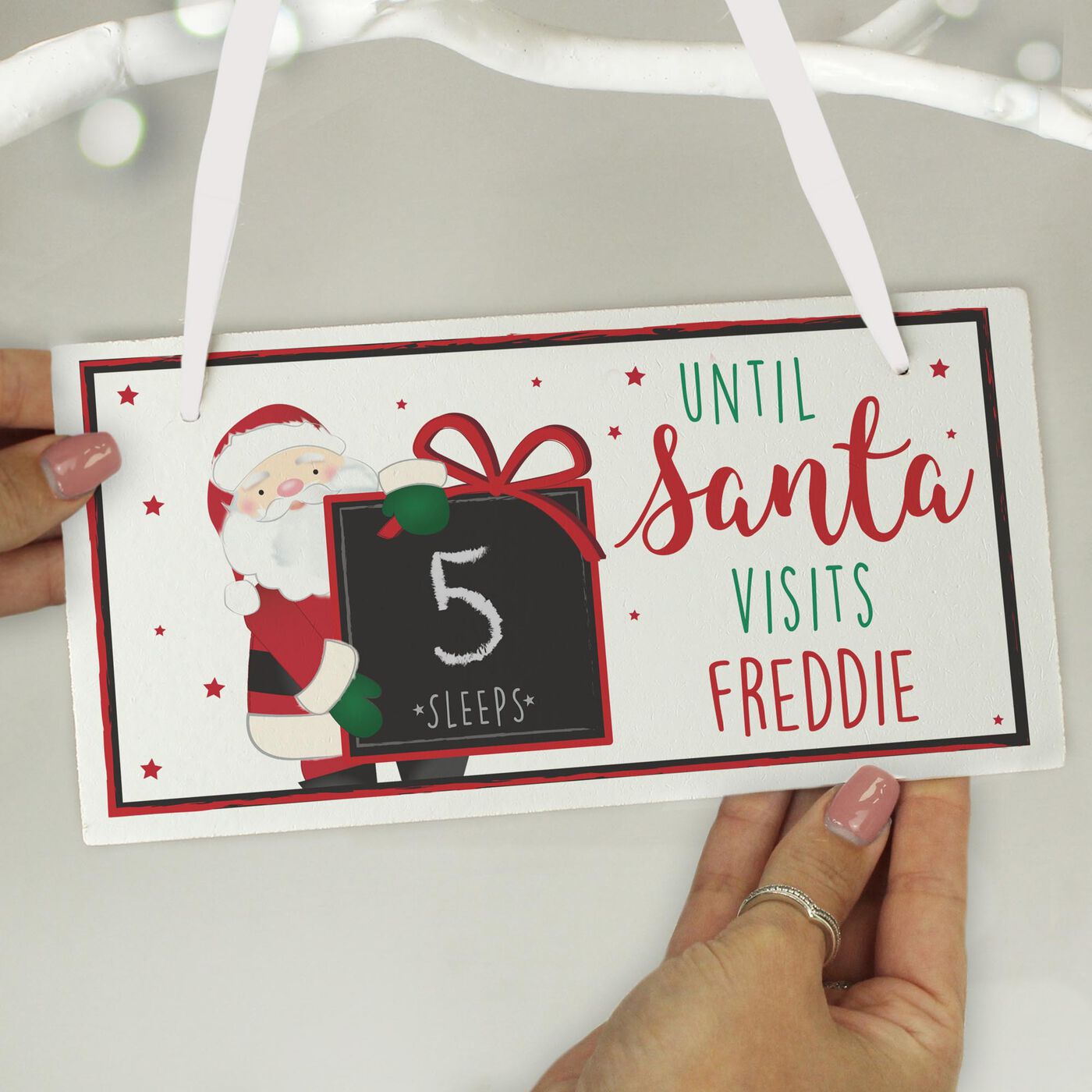 Buy Personalised Santa Christmas Chalk Countdown Wooden Block for GBP 9 ...