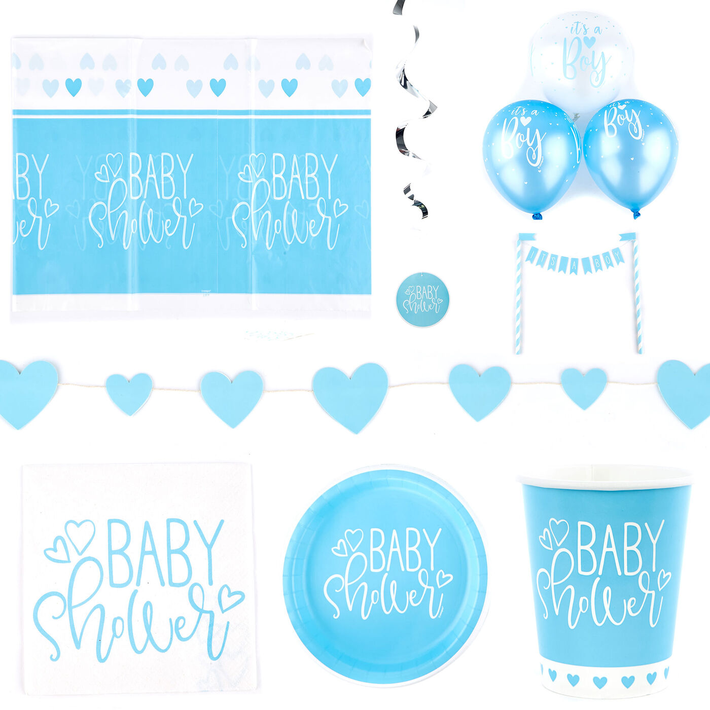 Buy Blue Baby Shower Tableware & Decorations Party Bundle - 16 Guests ...