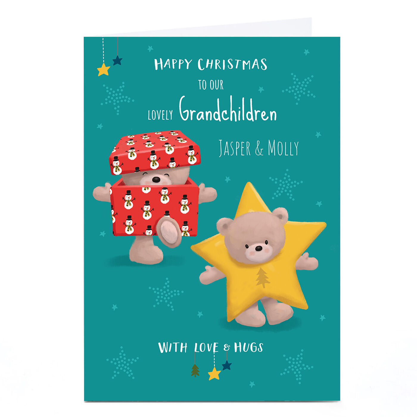 Buy Personalised Hugs Bear Christmas Card Star And T For Gbp 2 99