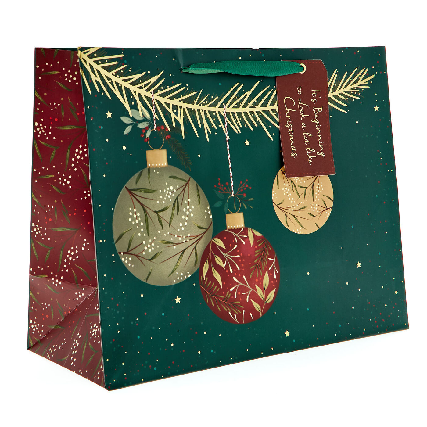 Buy Large Landscape Green Baubles Christmas Gift Bag for GBP 1.49 ...
