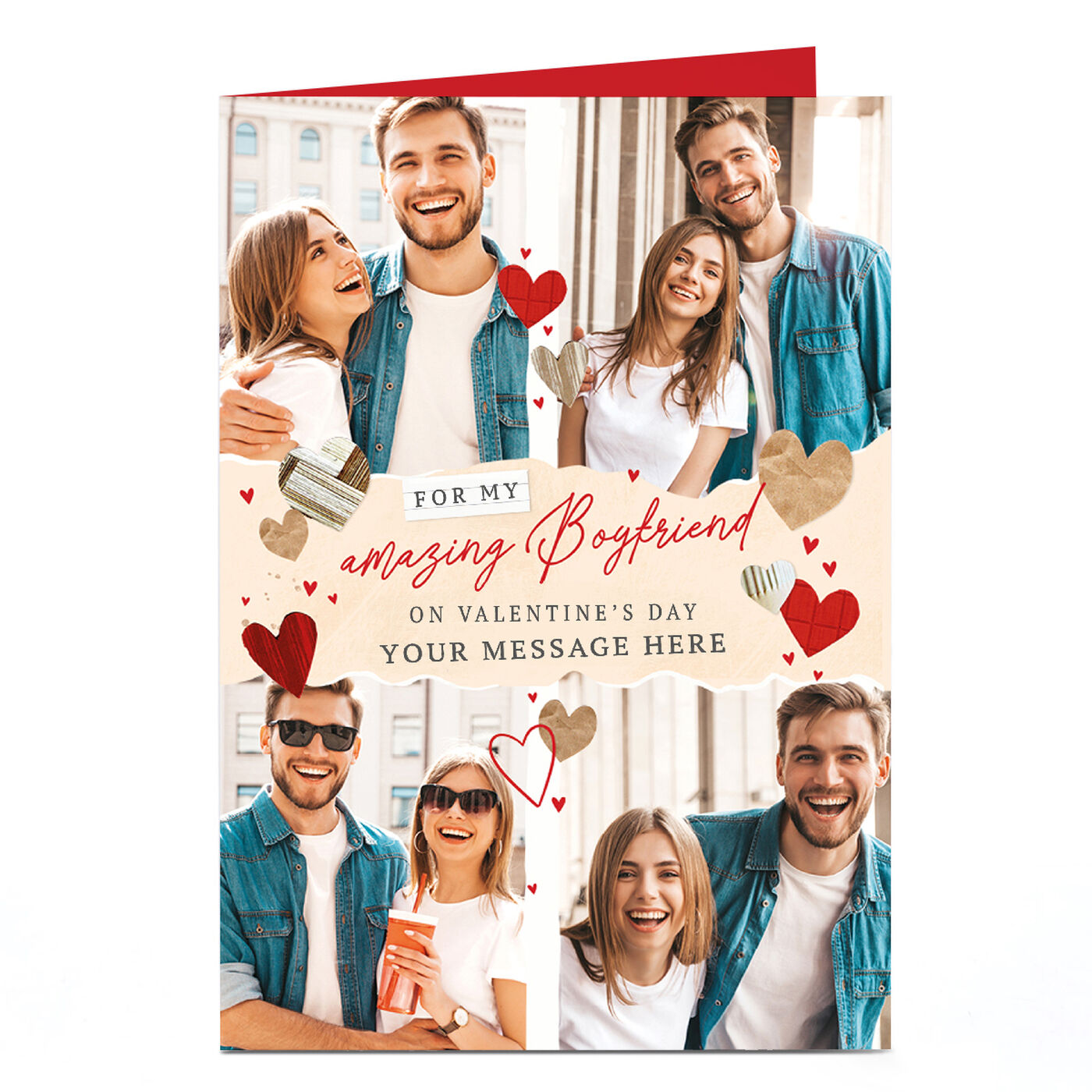 Buy A4 Photo Valentine's Day Card - Rustic Hearts, My Amazing Boyfriend ...