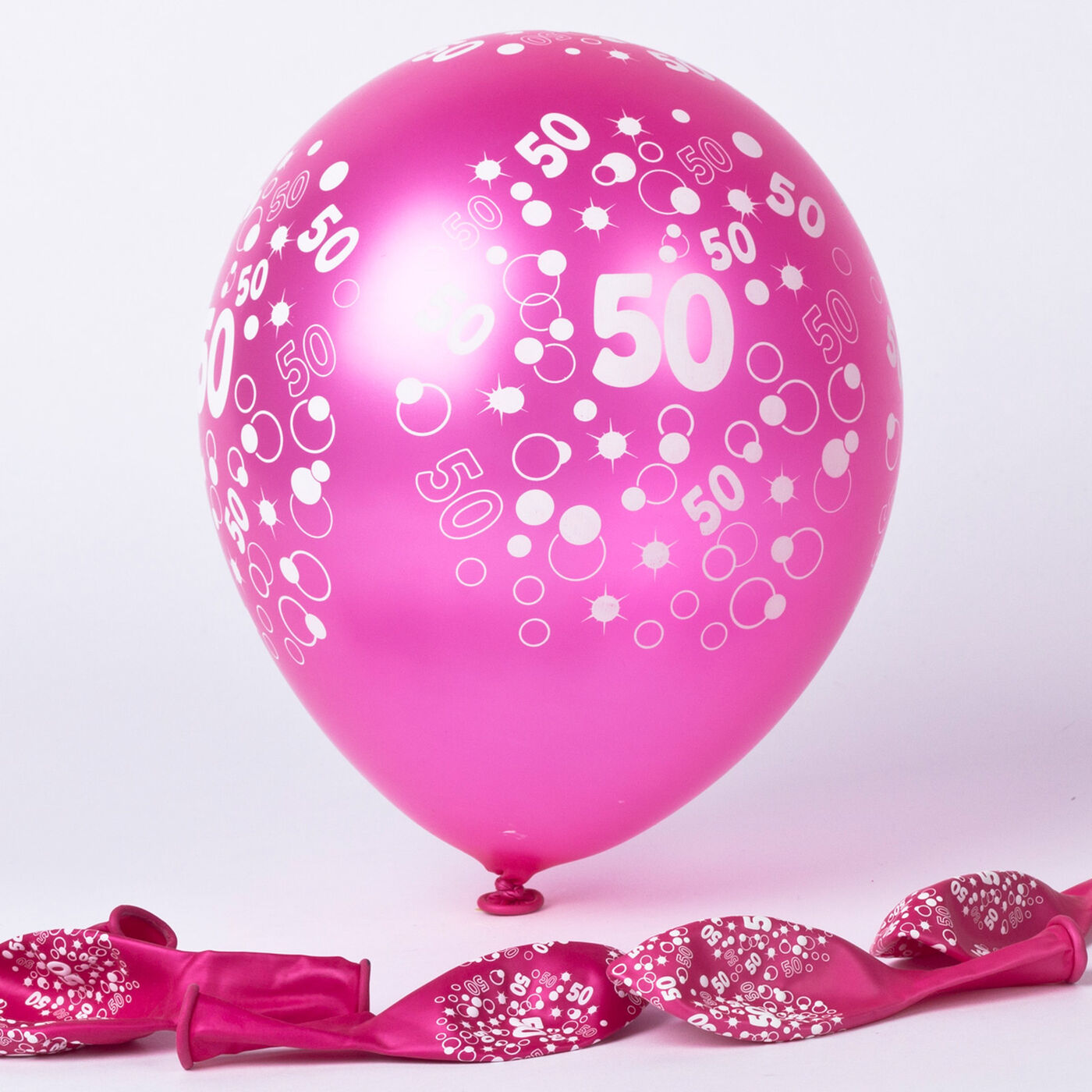 Buy Metallic Pink Circles 50th Birthday Latex Balloons - Pack Of 6 for ...