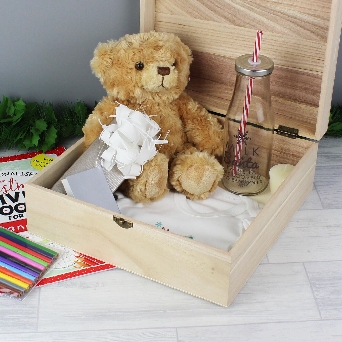Buy Personalised Colourful Tiny Tatty Teddy Large Wooden Christmas Eve ...