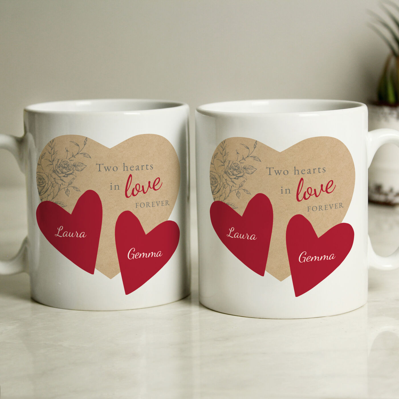 Buy Personalised Two Hearts Twin Mug Set for GBP 17.49 | Card Factory UK