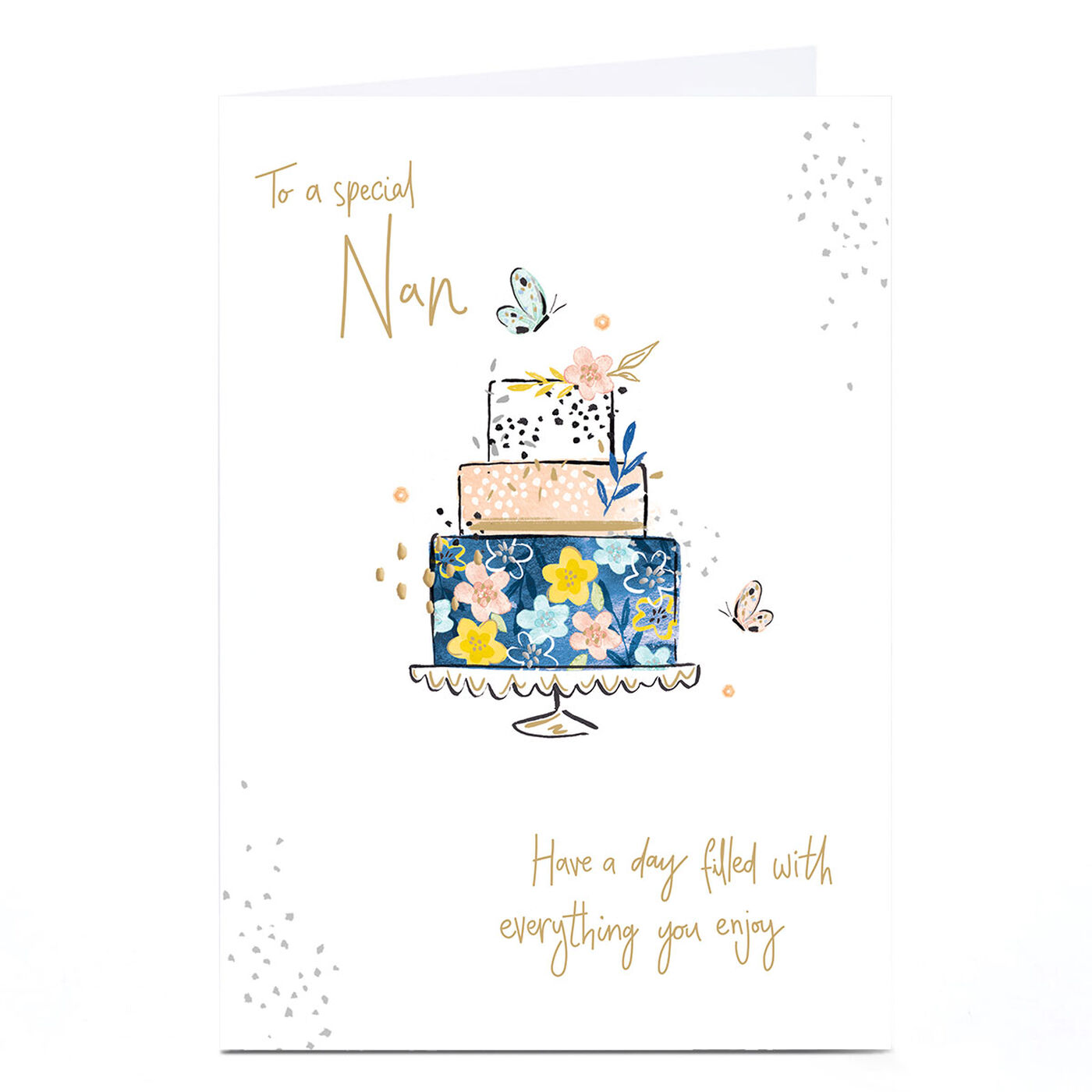 Buy Personalised Birthday Card - Flroal Tiered Cake, Nan for GBP 1.79 ...