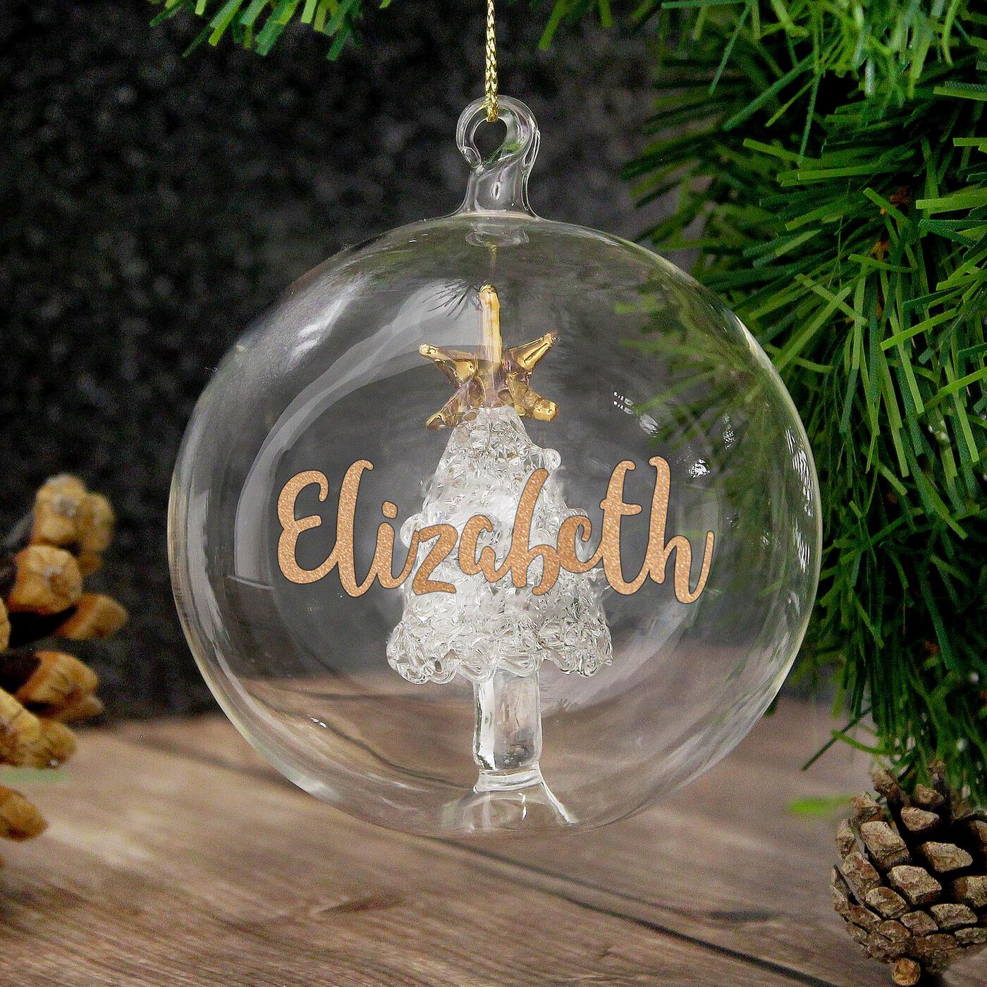 Buy Personalised Gold Glitter Name Only Tree Glass Bauble for GBP 9.99 ...