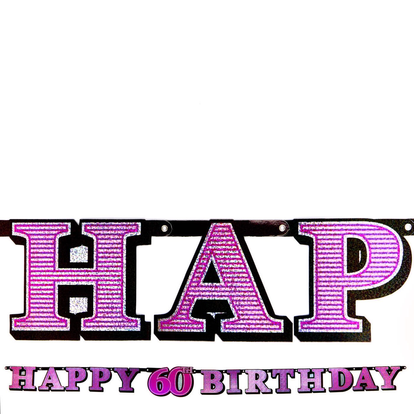 Buy Pink Holographic 60th Birthday Banner for GBP 1.99 | Card Factory UK