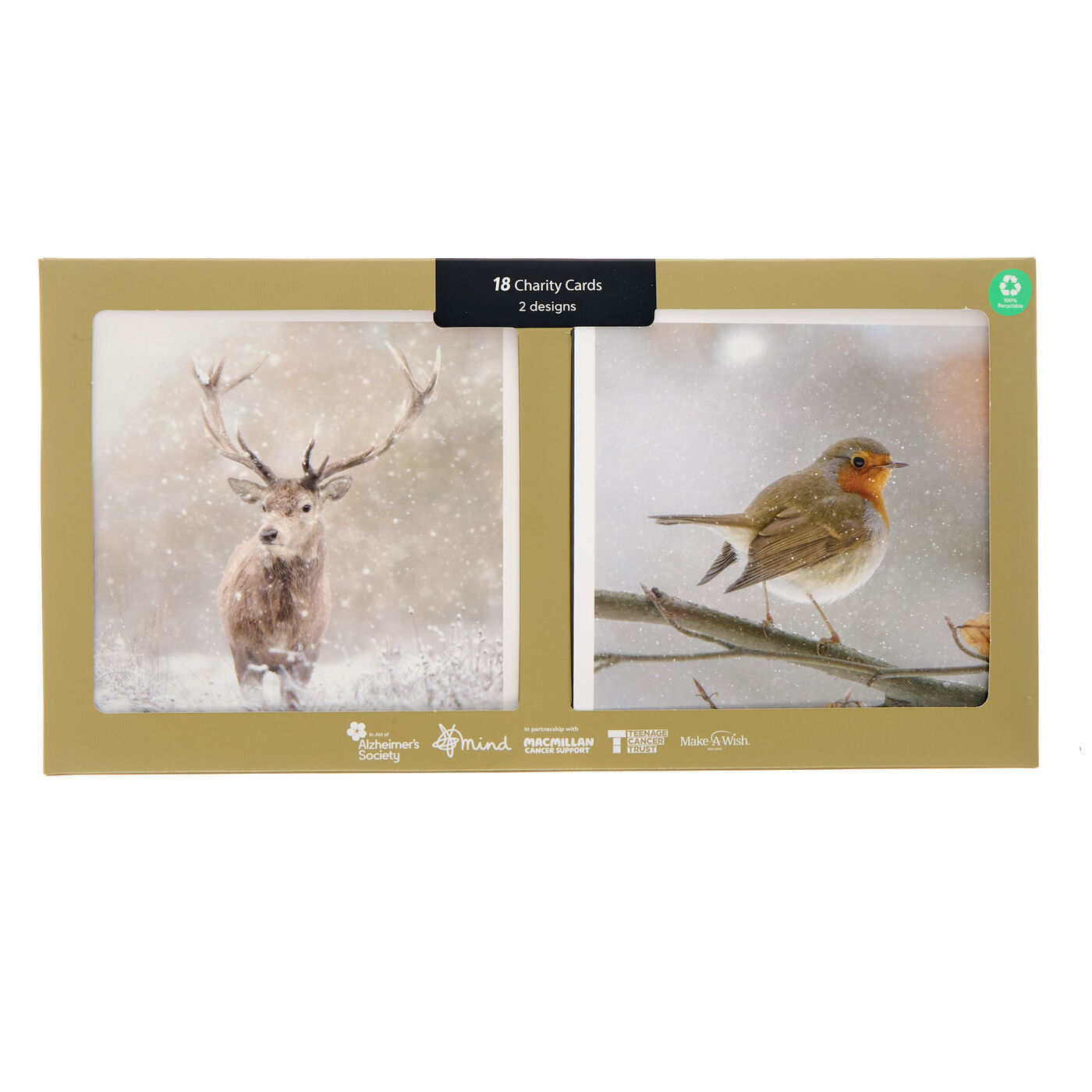 Buy 18 Charity Christmas Cards - Deer & Robin (2 Designs) for GBP 1.99 ...
