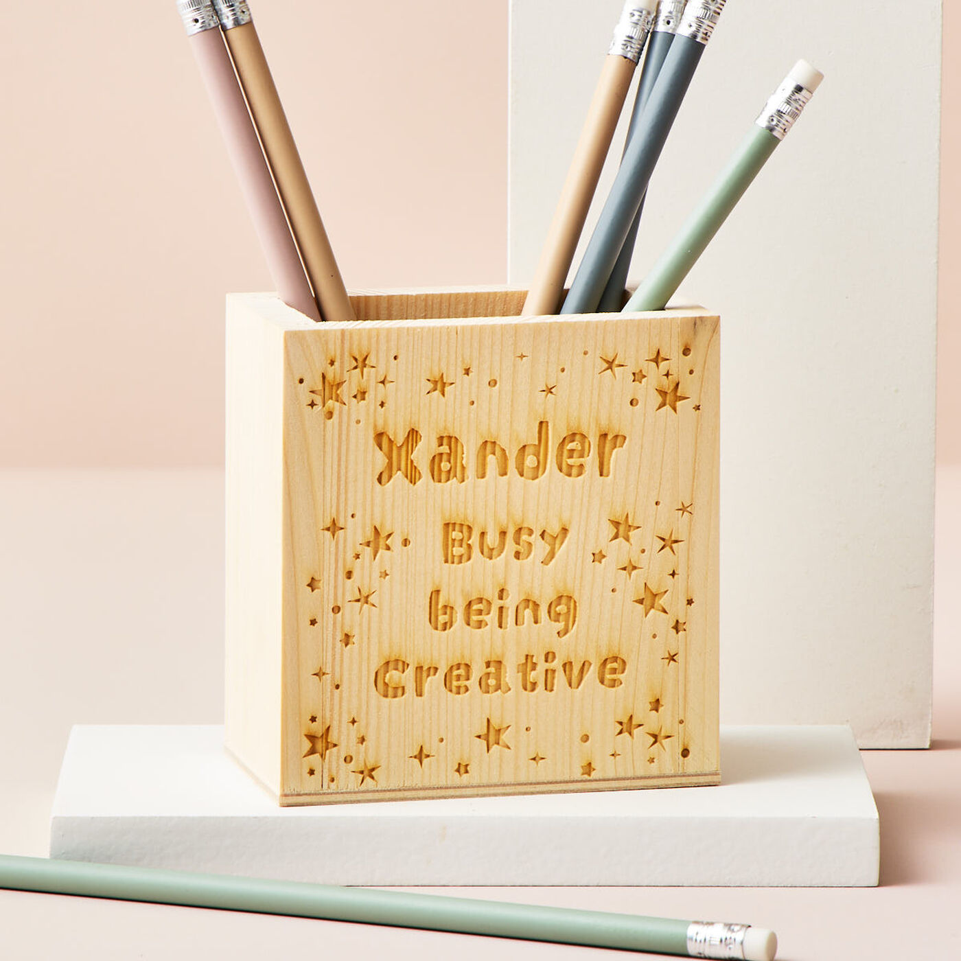 Buy Personalised Wooden Pen Pot - Busy Being Creative for GBP 16.99 ...