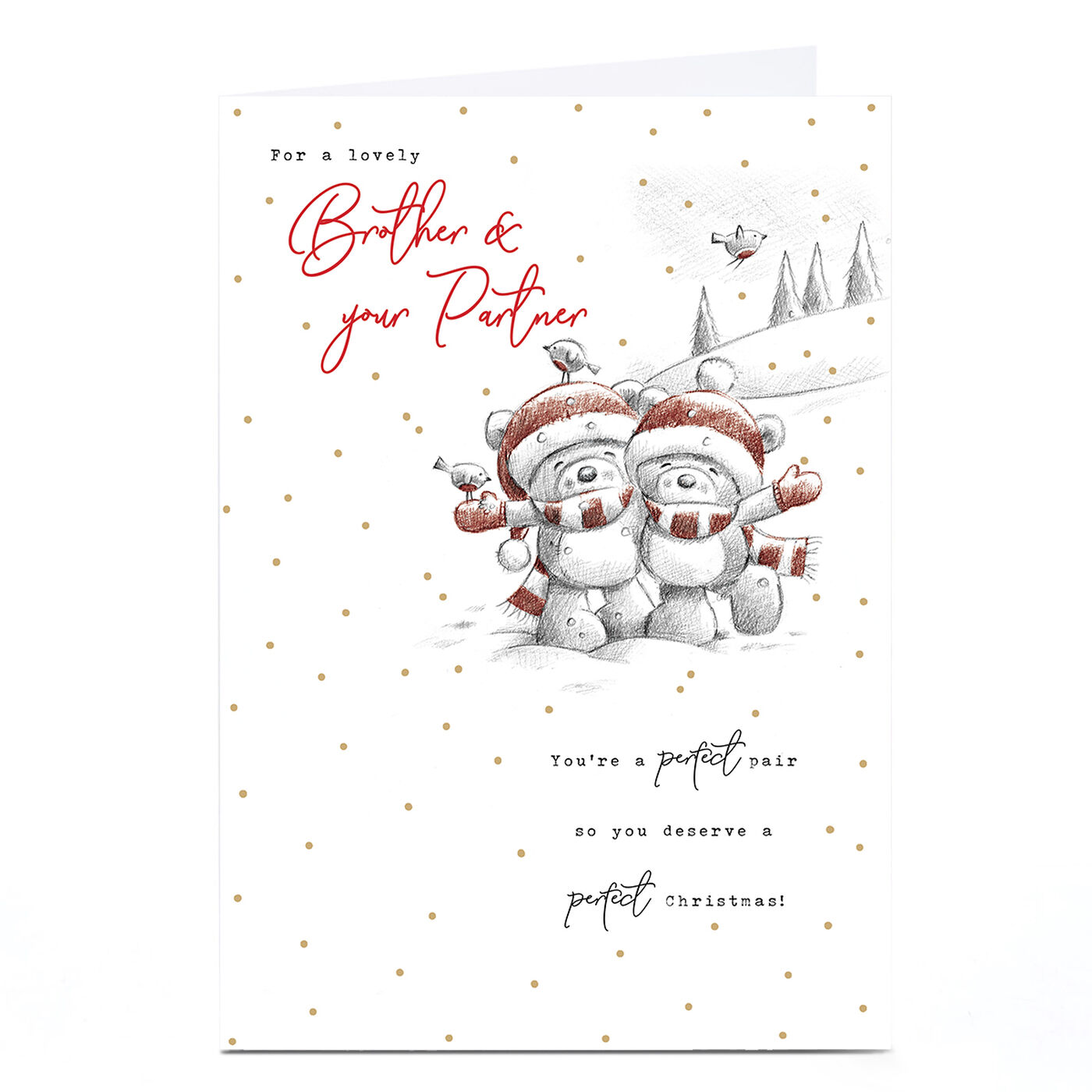 Buy Christmas Card - Brother & your Partner - 2 bears in the snow for ...