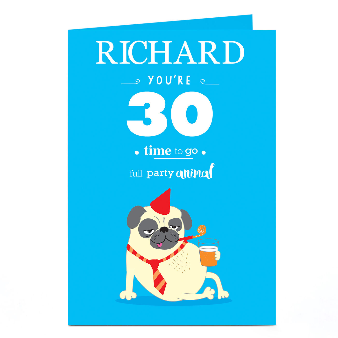 Buy Personalised Birthday Card - Party Pug, Editable Age for GBP 1.79 ...