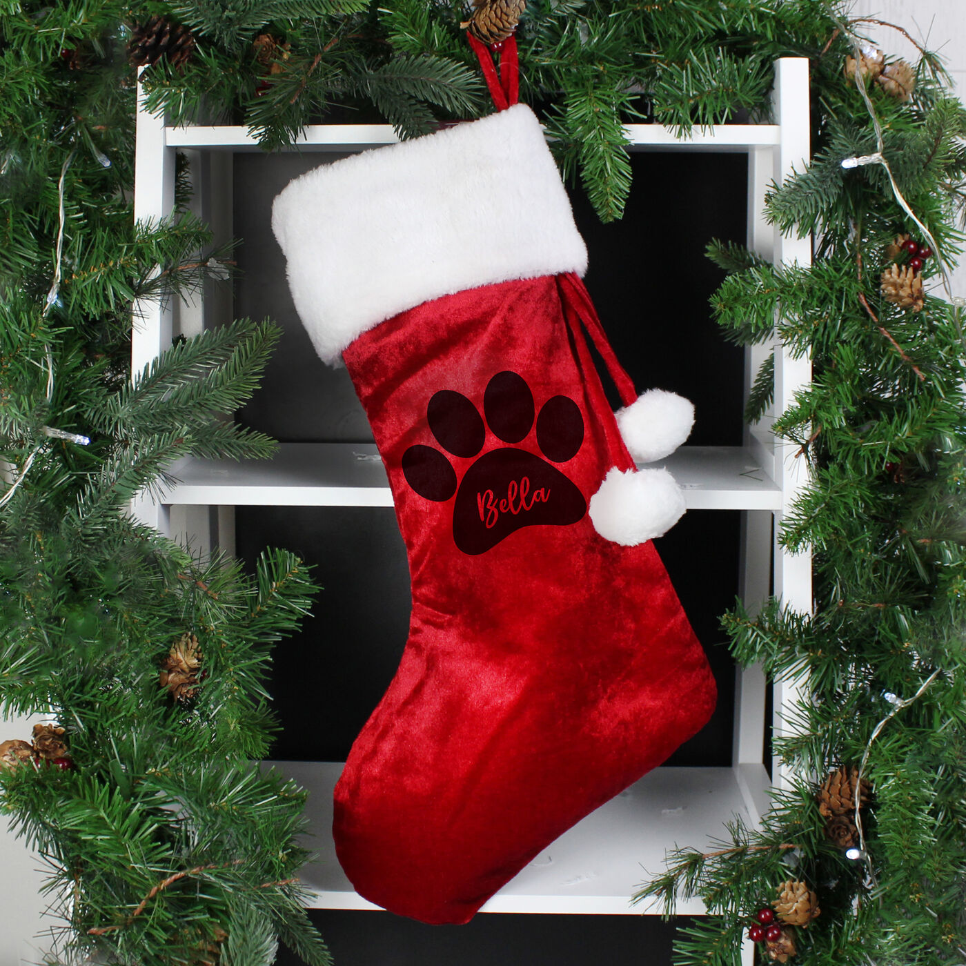 Buy Personalised Paw Print Red Stocking for GBP 14.99 | Card Factory UK