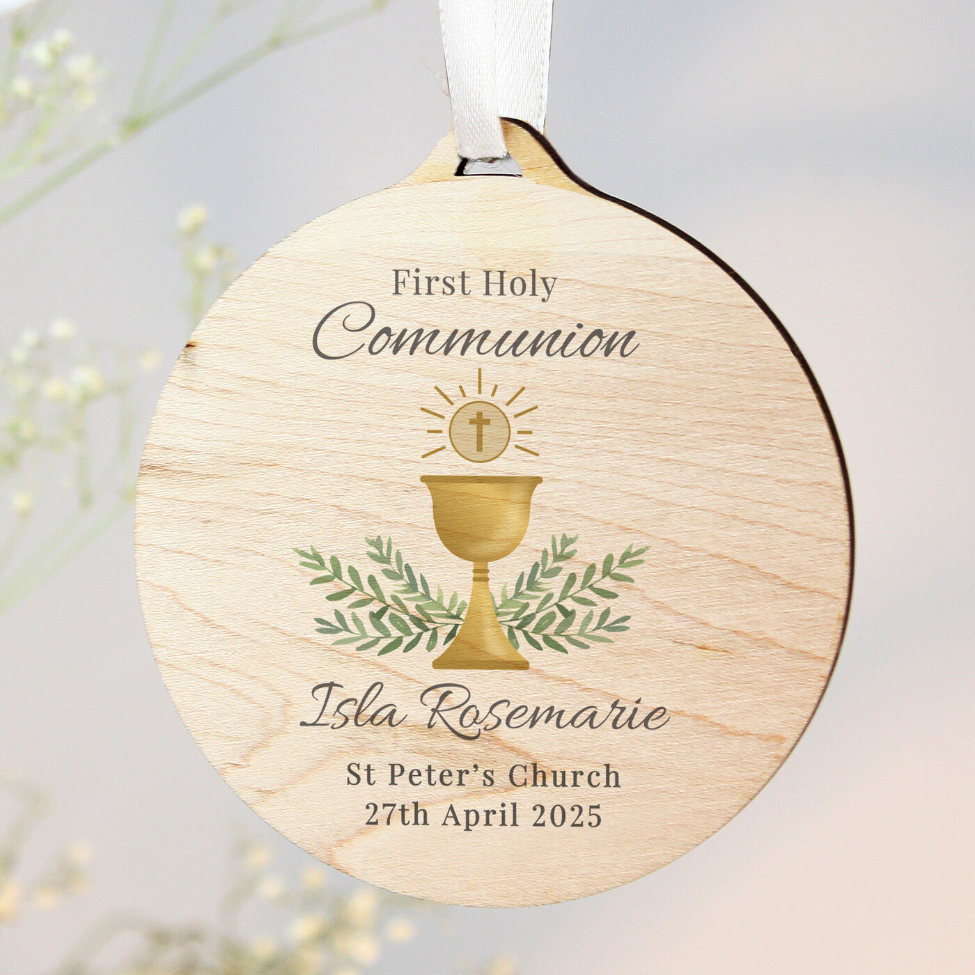 Buy Personalised First Holy Communion Round Wooden Decoration for GBP 9 ...