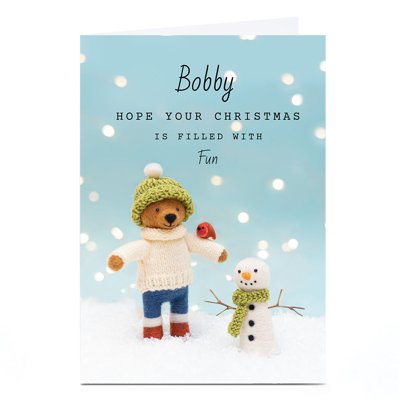 Buy Personalised Lemon & Sugar Christmas Card - Bear & Snowman for GBP ...