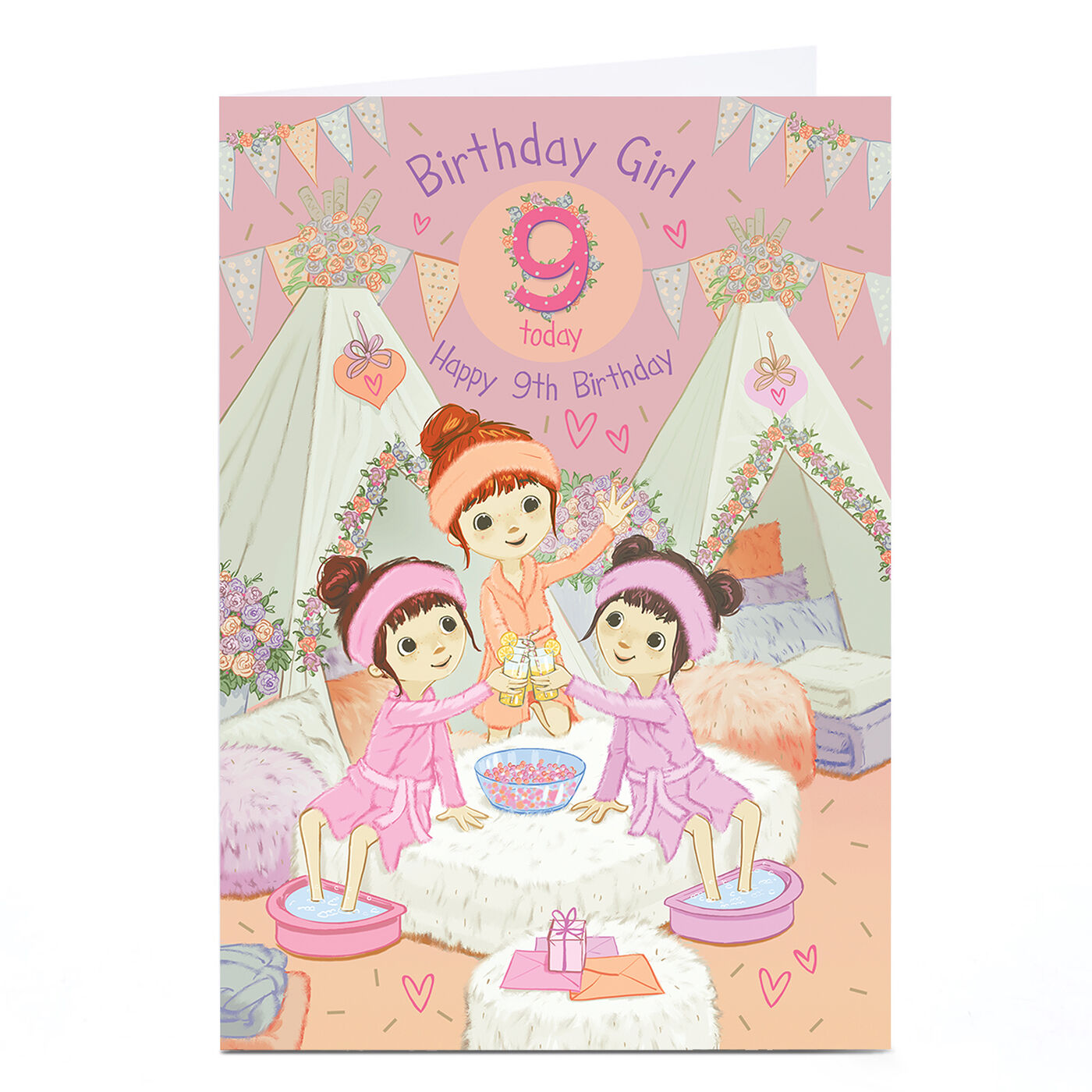 Buy Personalised 9th Birthday Card - 9 Today Slumber Party for GBP 1.99 ...