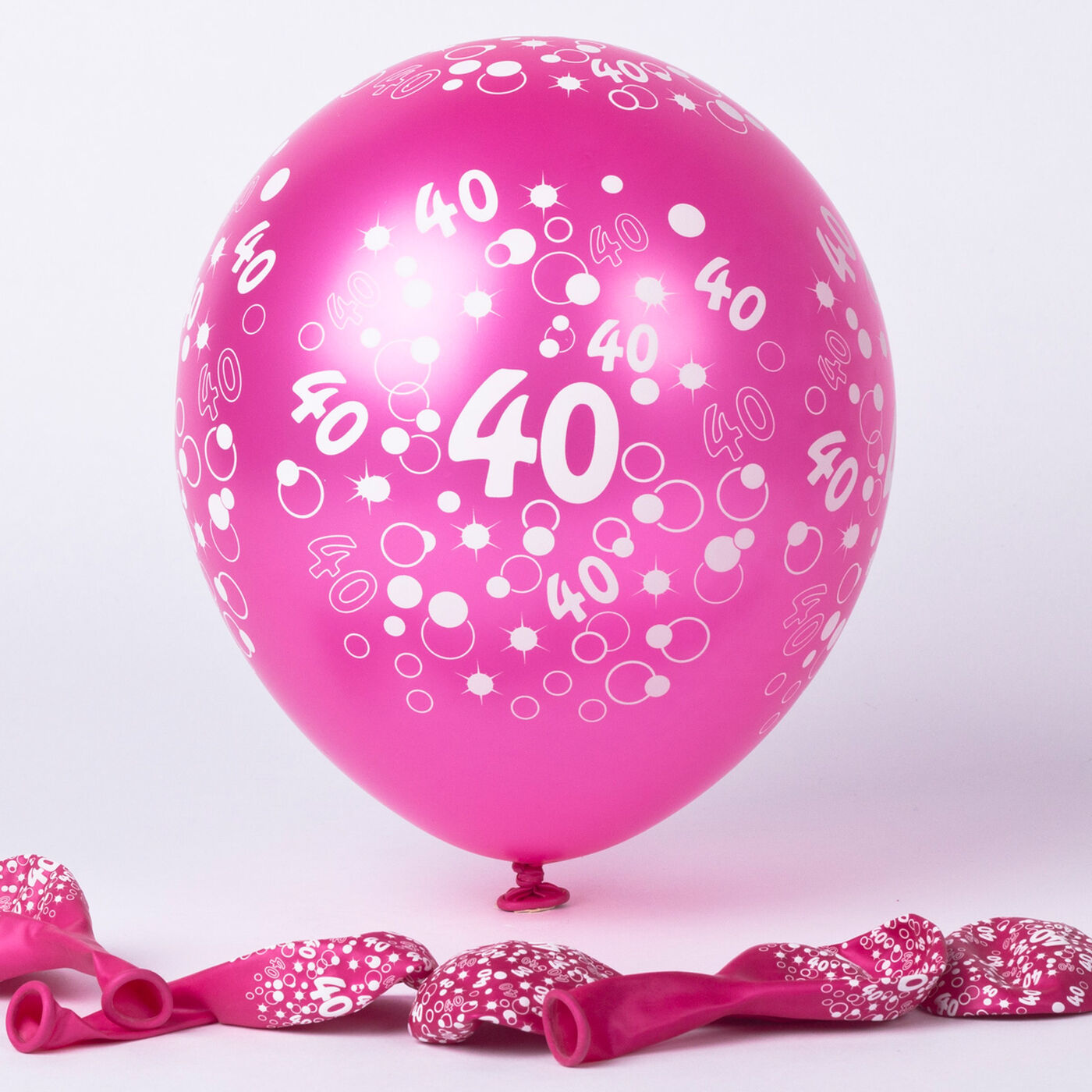 Buy Metallic Pink Circles 40th Birthday Latex Balloons - Pack Of 6 for ...