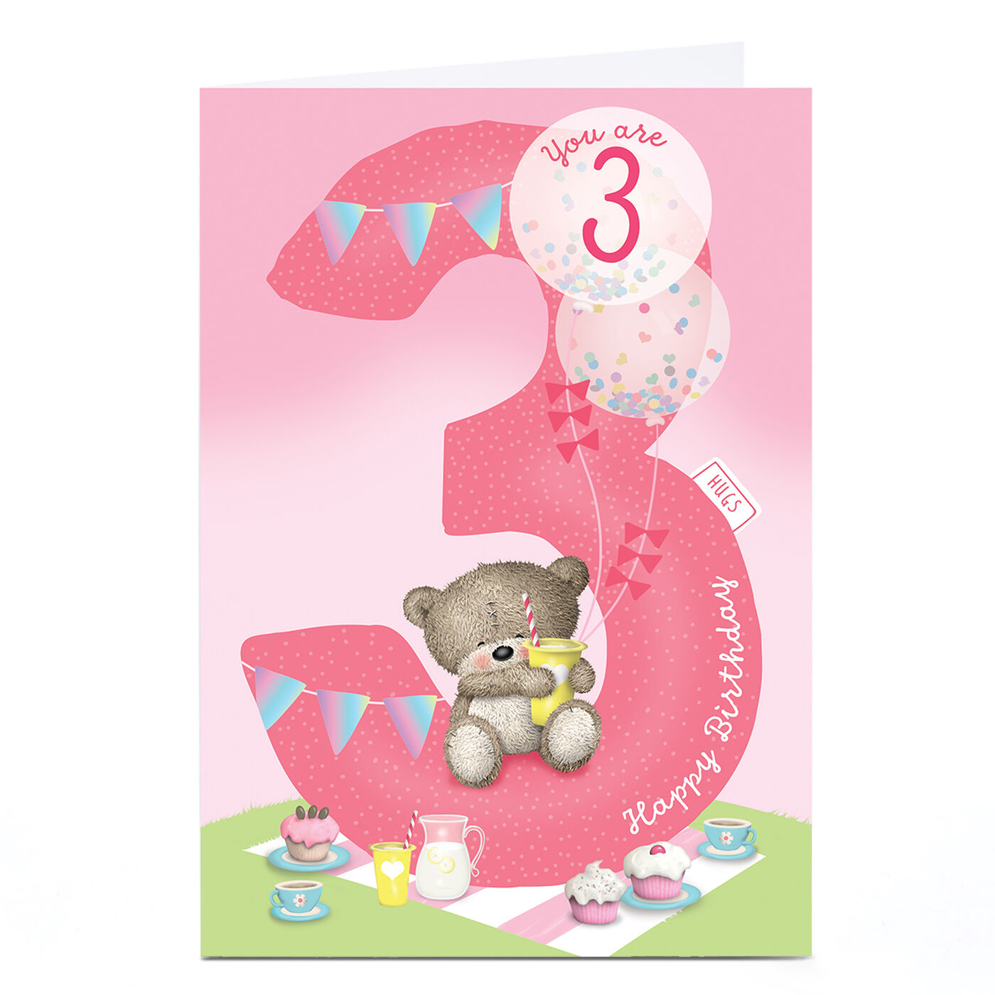 Buy Hugs 3rd Birthday Card - Pink Tea Party for GBP 1.99 | Card Factory UK