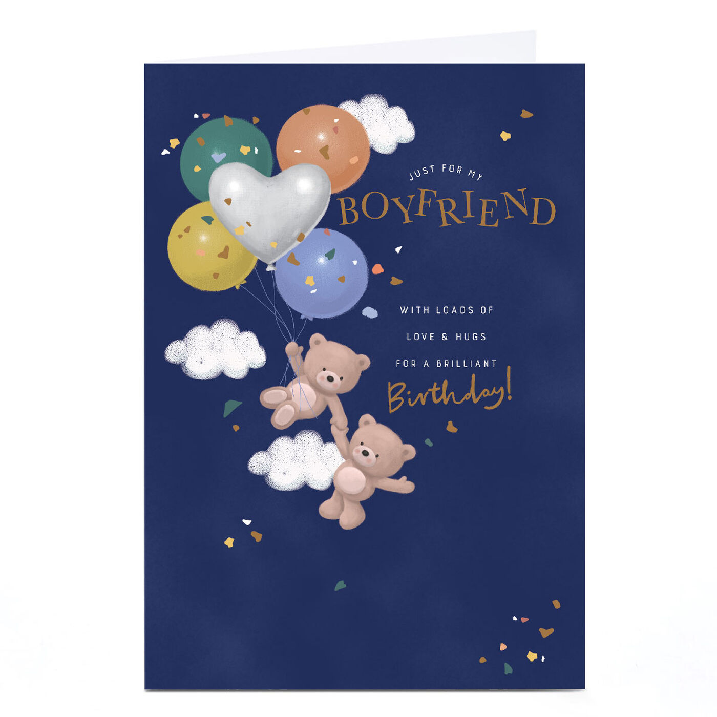 Buy Personalised Hugs Birthday Card - Floating Bears, Boyfriend for GBP ...