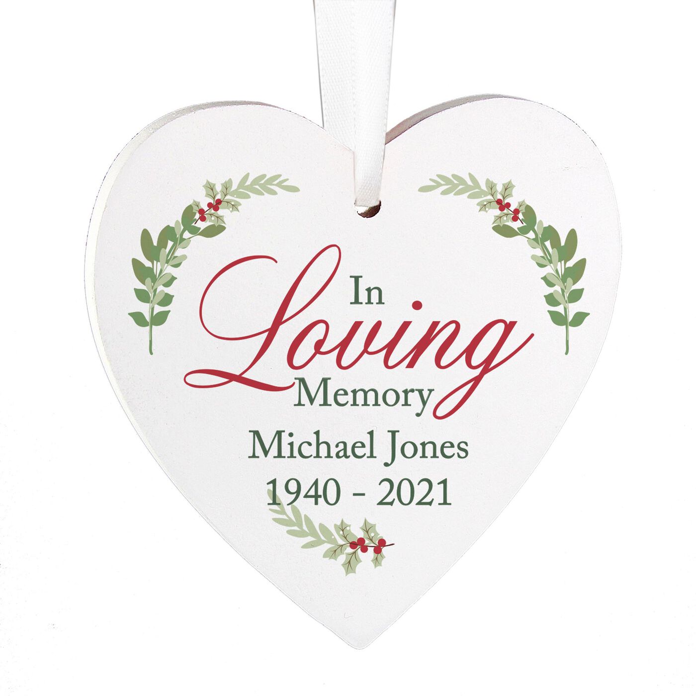 Buy Personalised In Loving Memory Wooden Heart Decoration for GBP 8.99 ...