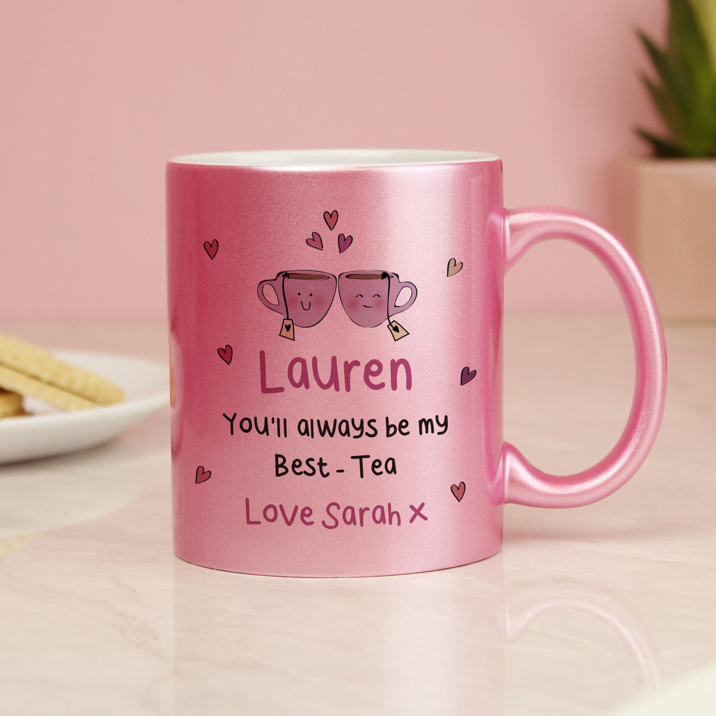Buy Personalised Best-Tea Pink Glitter Mug for GBP 11.99 | Card Factory UK