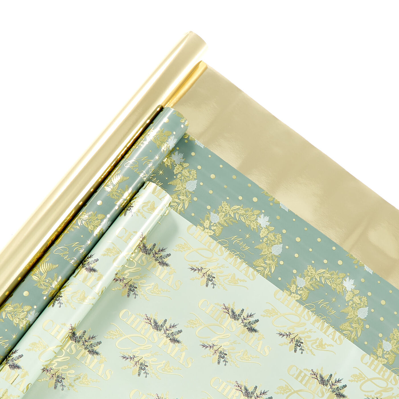 Buy Gold & Green Christmas Wrapping Paper - 3 Rolls for GBP 2.49 | Card ...