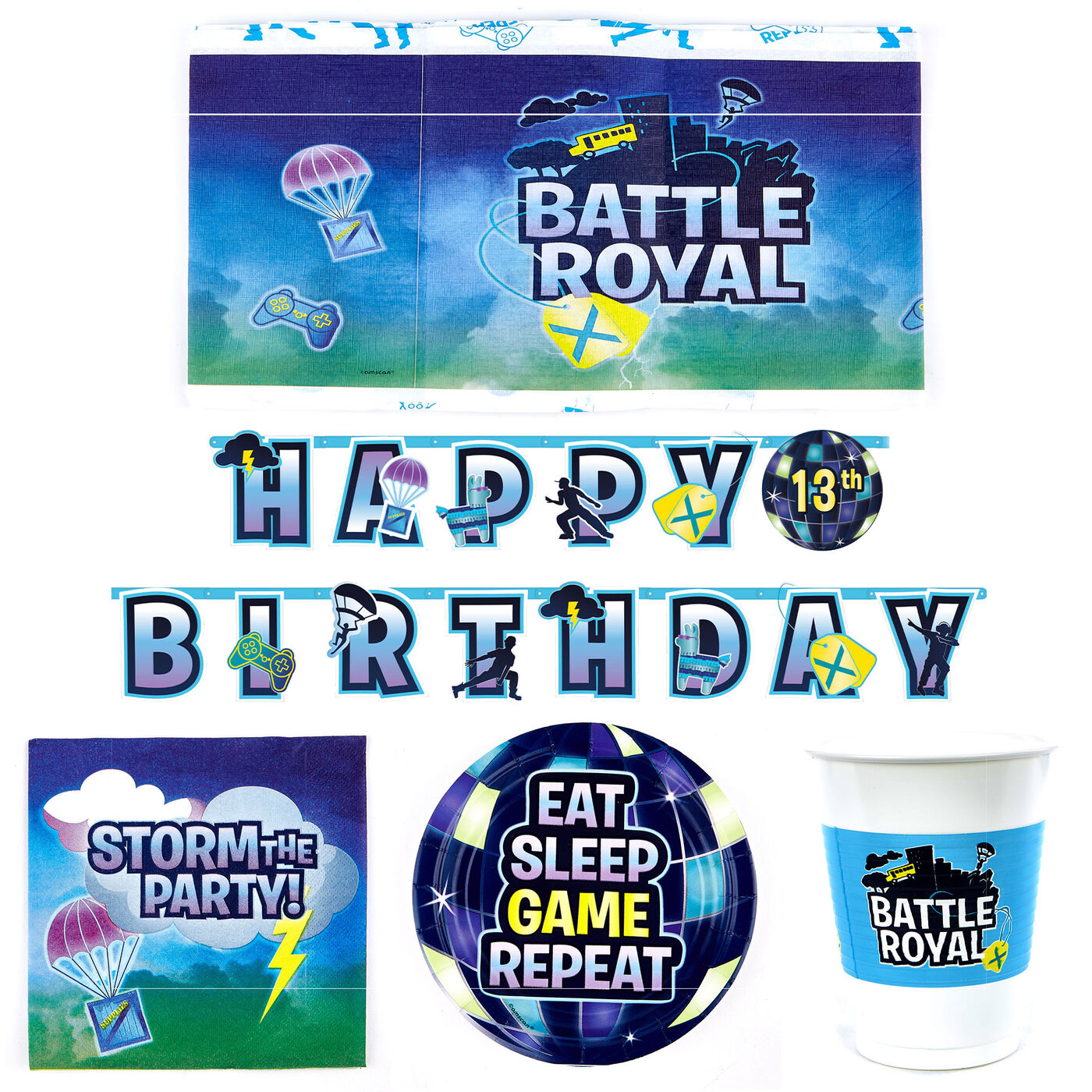 Buy Battle Royal Party Tableware & Decoration Bundle - 16 Guests for ...
