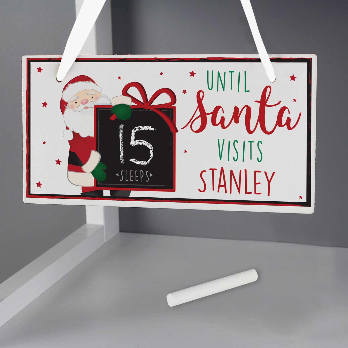 Buy Personalised Santa Christmas Chalk Countdown Wooden Block for GBP 9 ...