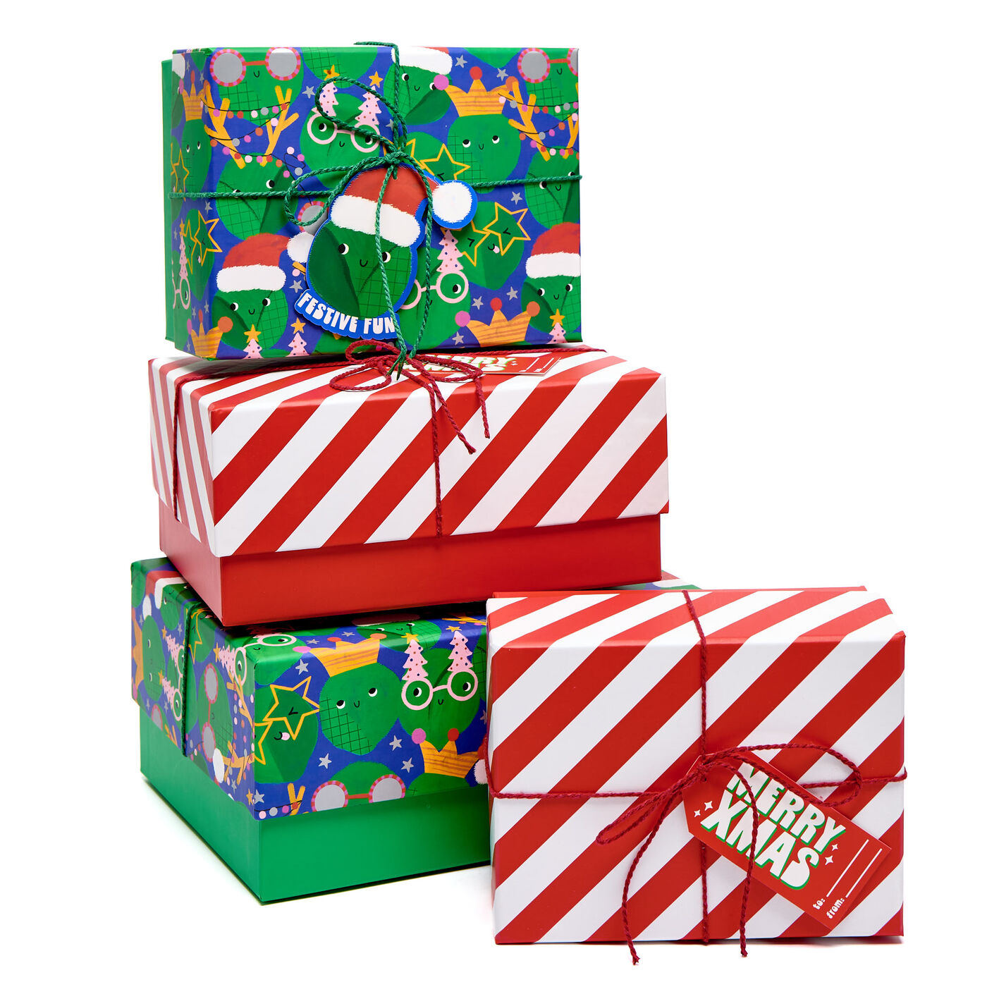 Buy Sprouts & Stripes Christmas Gift Boxes - Set of 4 for GBP 15.46 ...