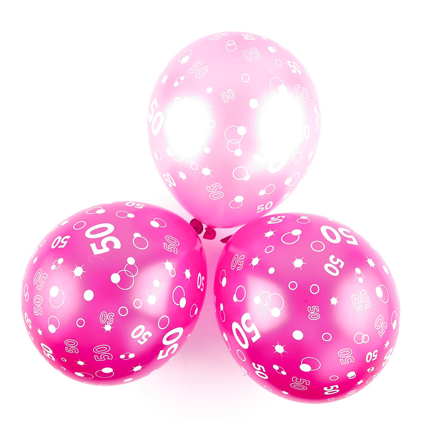 Buy Metallic Pink Circles 50th Birthday Latex Balloons - Pack Of 6 for ...