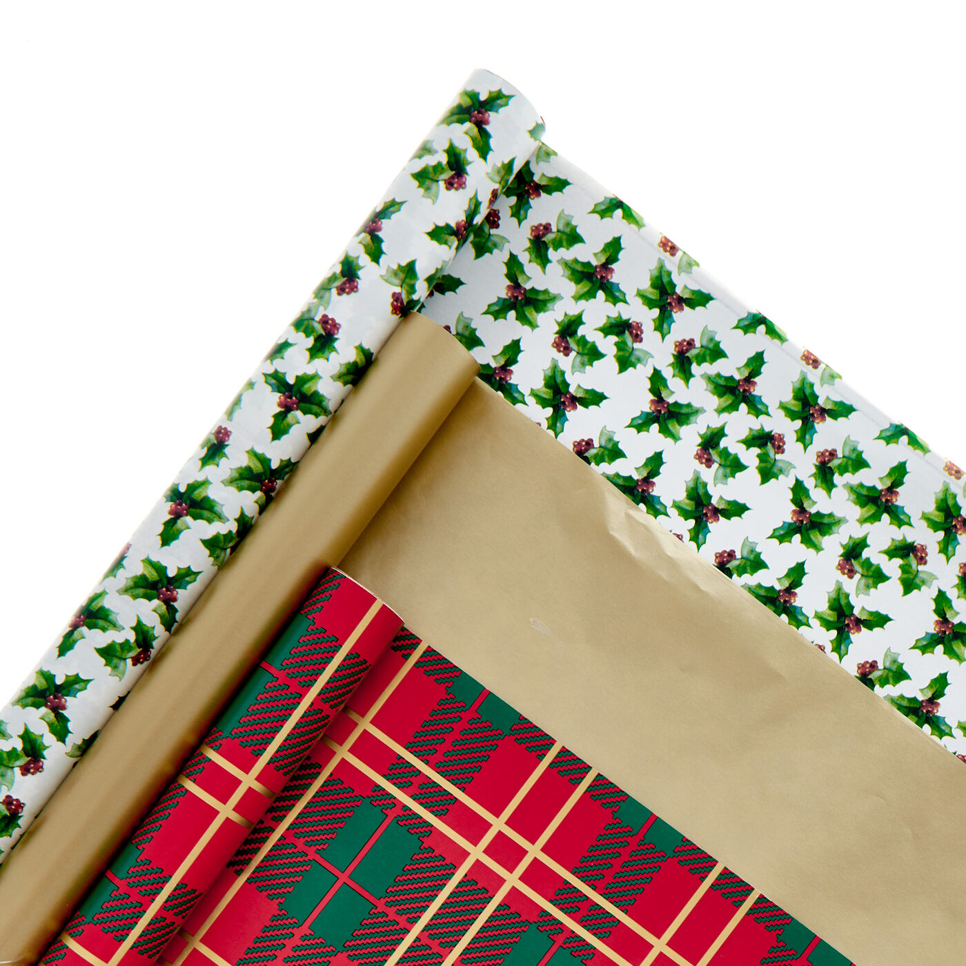 Buy Tartan, Holly & Gold Wrapping Paper Pack - 3 Rolls for GBP 2.49 ...