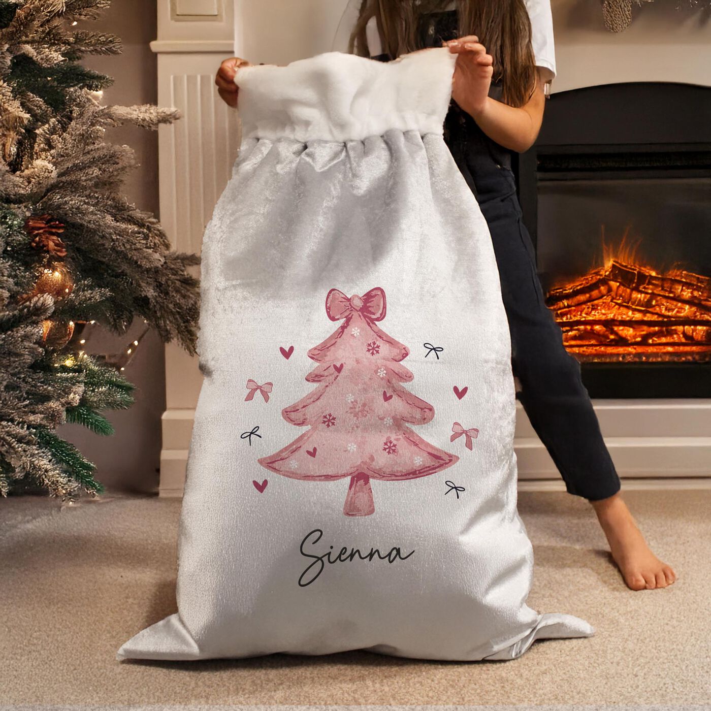 Buy Personalised Pink Bows Christmas Tree Sack for GBP 19.99 | Card ...