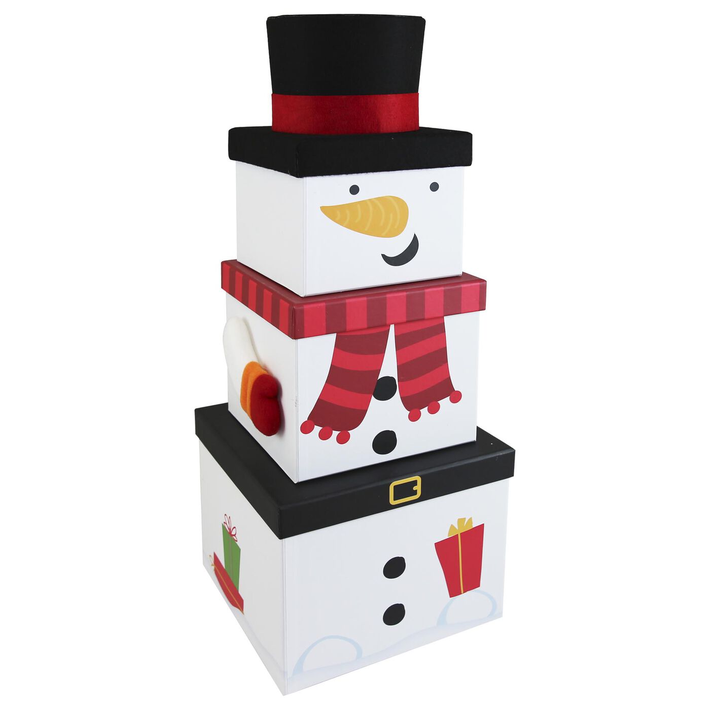 Buy Large Stackable Plush Snowman Christmas Gift Boxes - Set of 3 for ...