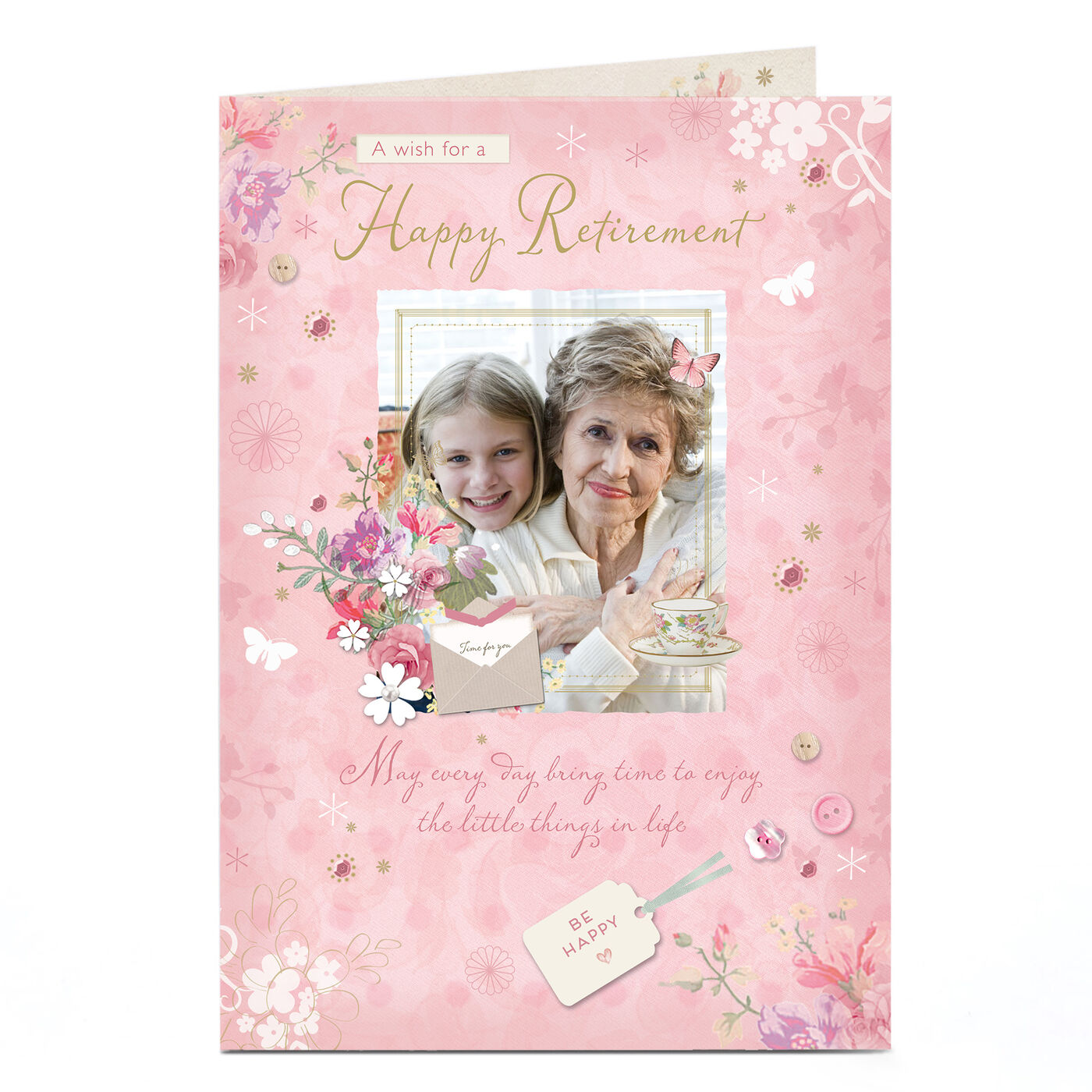 Buy Photo Retirement Card - Pink Flowers for GBP 1.79 | Card Factory UK