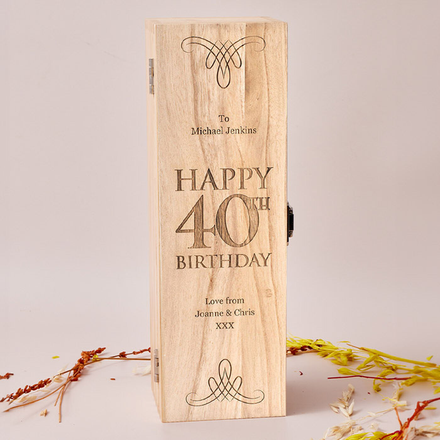 Buy Engraved Wooden Box With Luxury Prosecco - 40th Birthday for GBP 29.99 | Card Factory UK