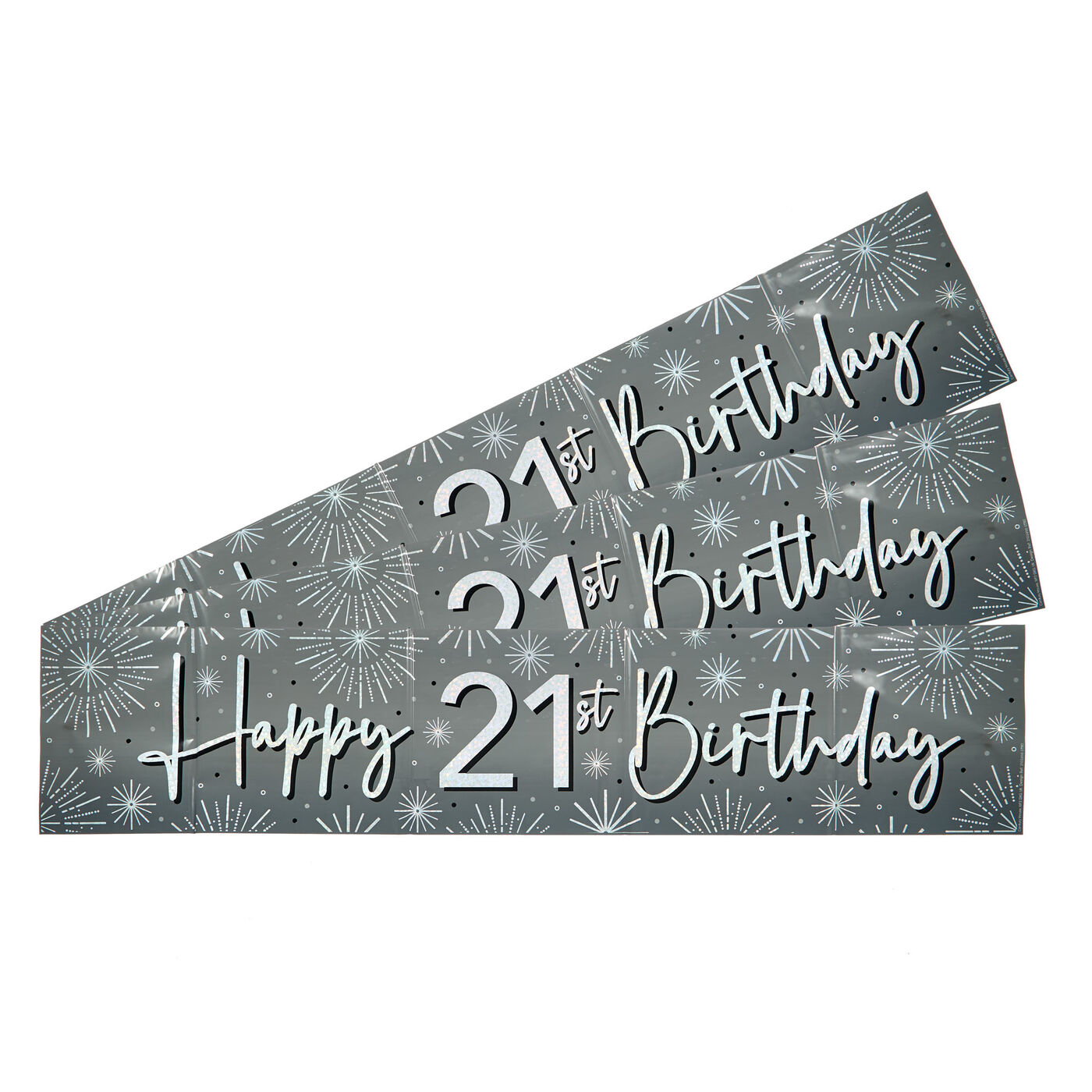 Buy Silver Happy 21st Birthday Banners - Pack Of 3 for GBP 1.29 | Card ...