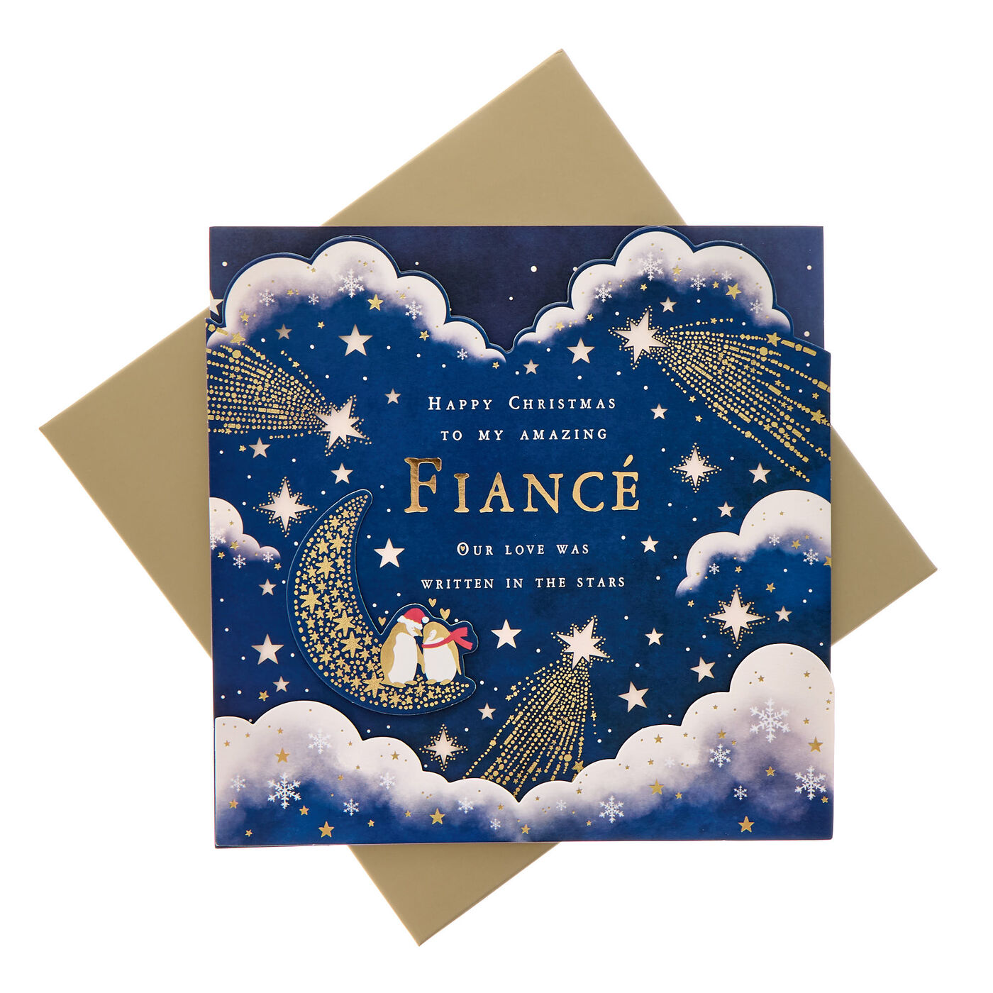 Buy Fiancé Penguins, Clouds & Stars Premium Christmas Card for GBP 3.99 ...