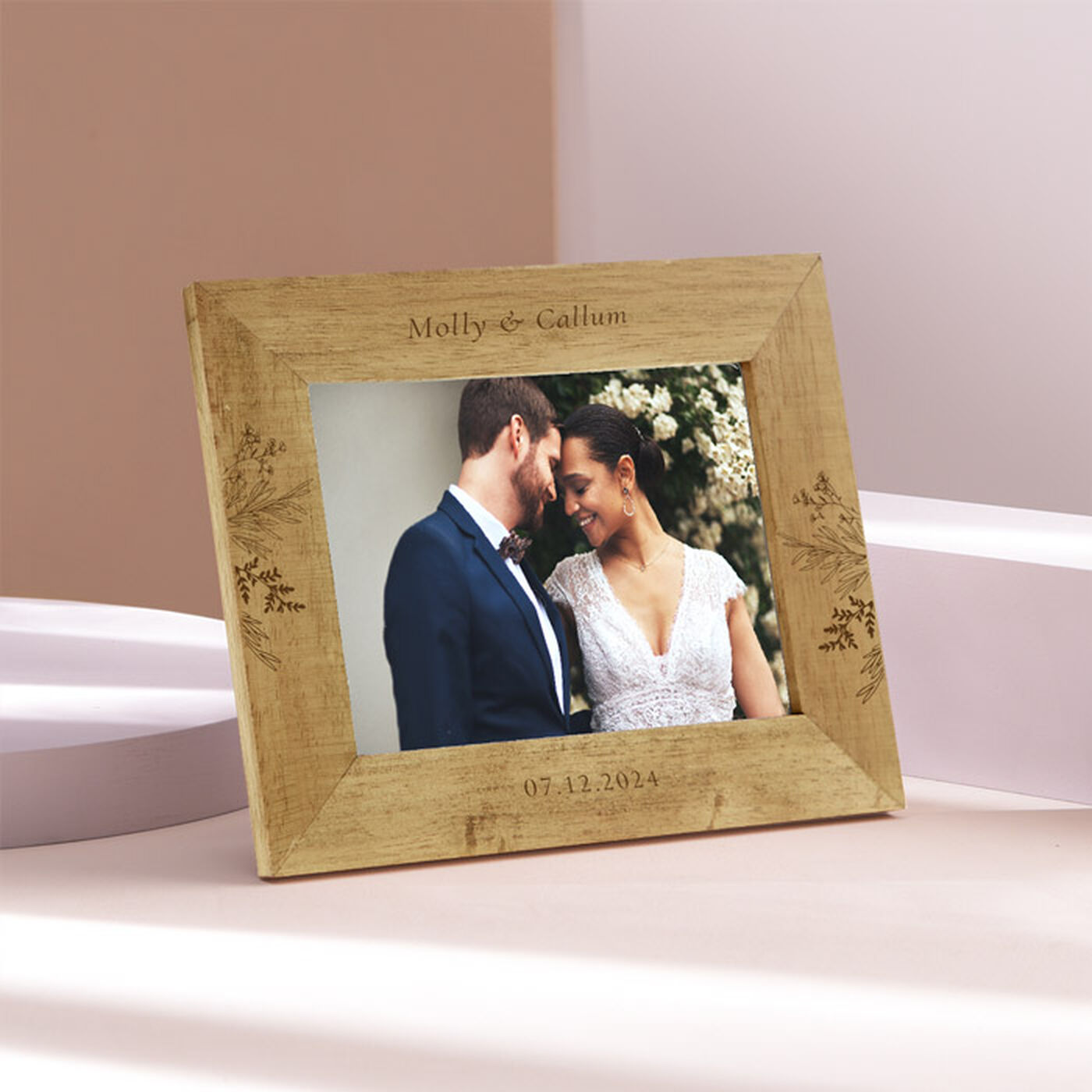 Buy Personalised Engraved Wooden Picture Frame - Wedding, Names & Date ...