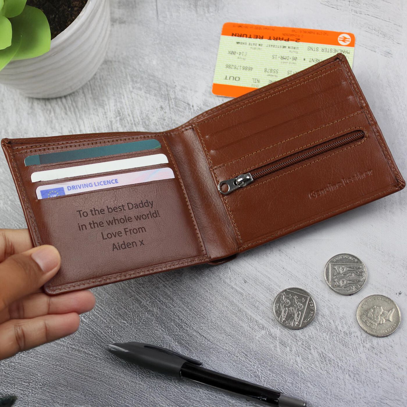 Buy Personalised Free Text Tan Leather Wallet for GBP 19.99 | Card ...